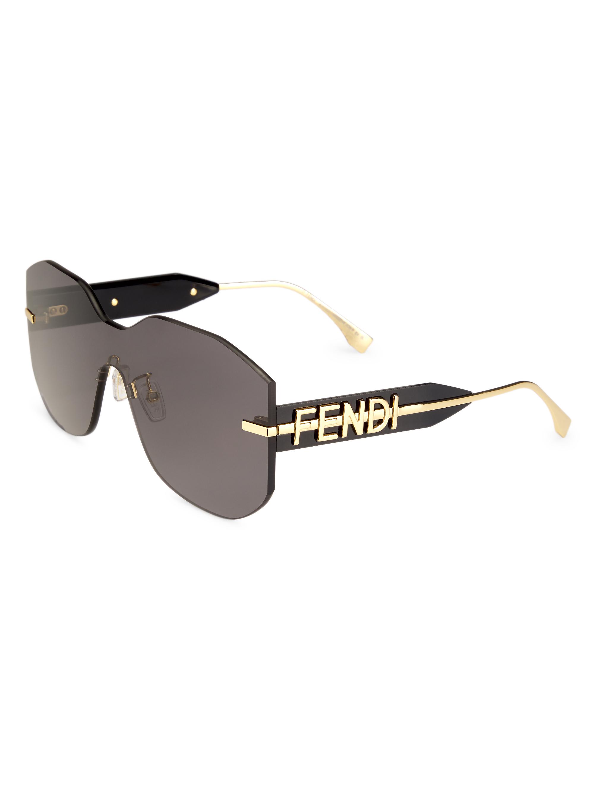 Fendi Fendigraphy Rectangular Mask Sunglasses | Saks Fifth Avenue