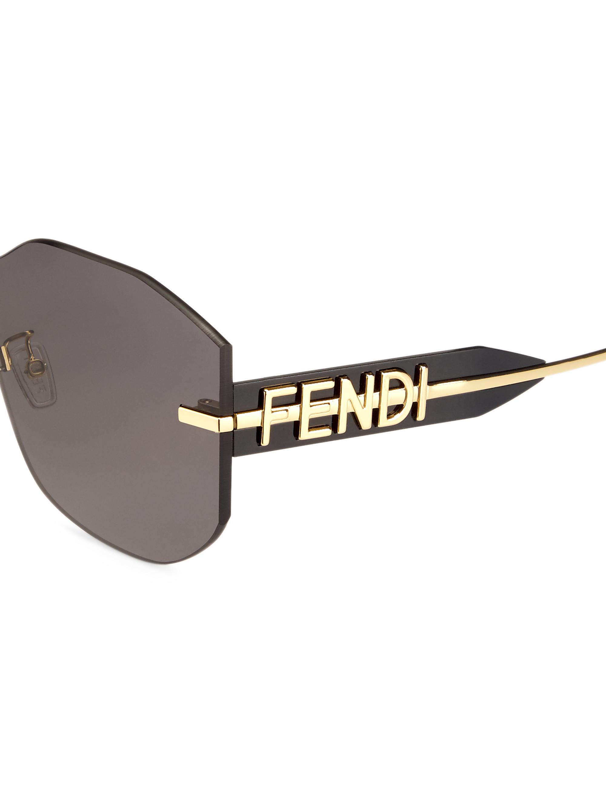 Fendi Fendigraphy Rectangular Mask Sunglasses | Saks Fifth Avenue