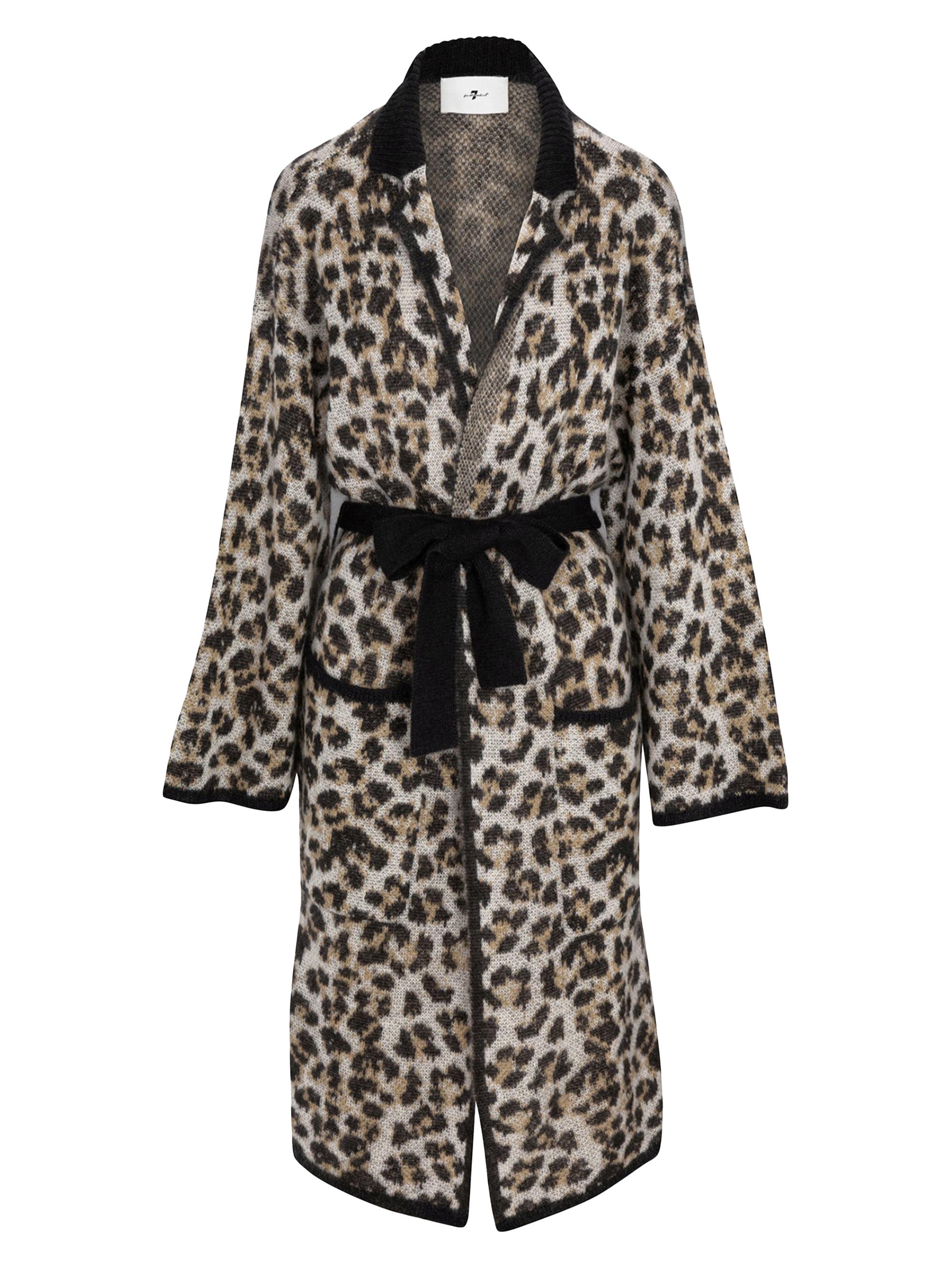 7 For All Mankind Tie-Waist Leopard Jacquard Long Cardigan | Saks Fifth ...