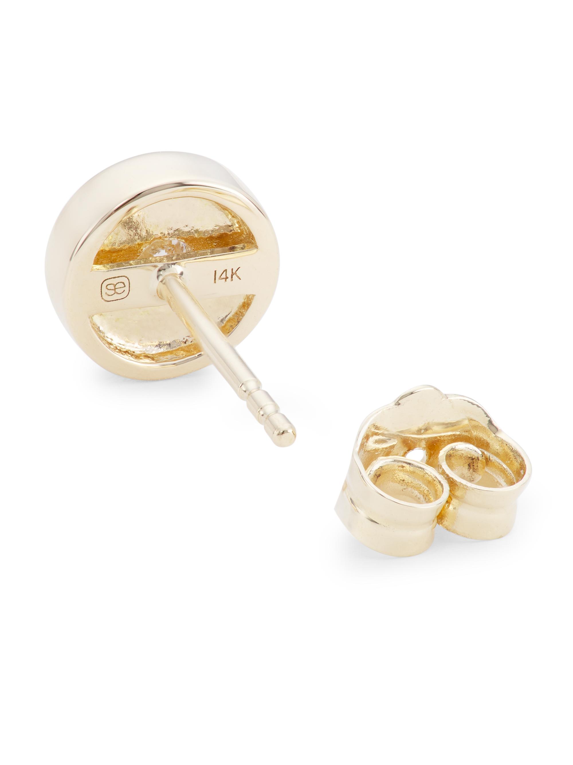 Sydney Evan 14K Yellow Gold & Diamond Fluted Single Stone Stud Earring ...