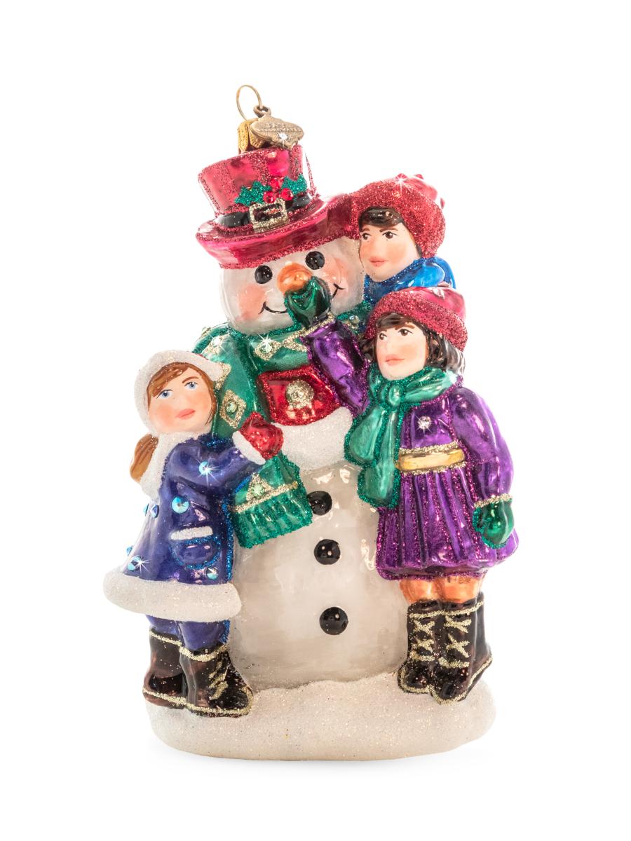 Jay Strongwater Children Build Snowman Ornament | Saks Fifth Avenue