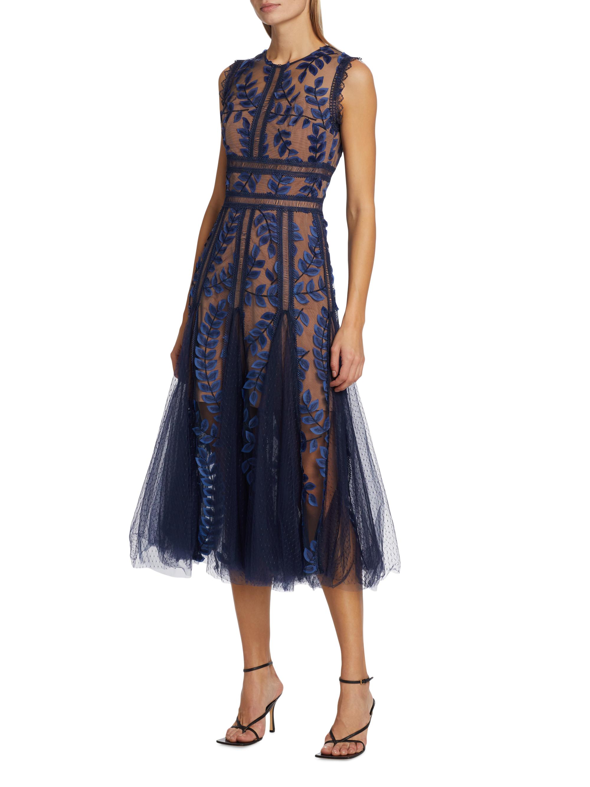 Bronx and Banco Saba Embroidered Mesh Midi-Dress | Saks Fifth Avenue
