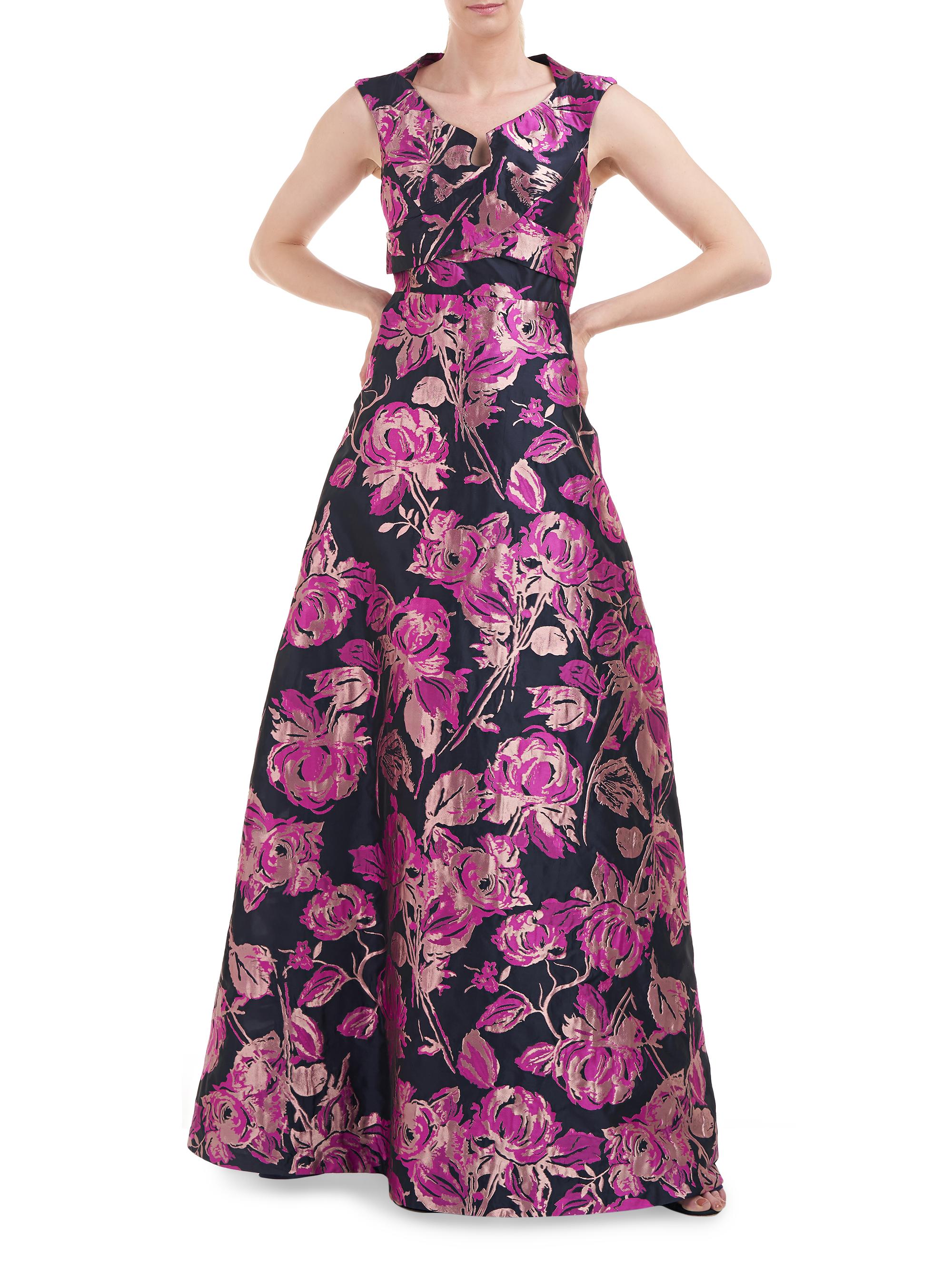 Kay Unger Yvette Rose Jacquard Gown | Saks Fifth Avenue