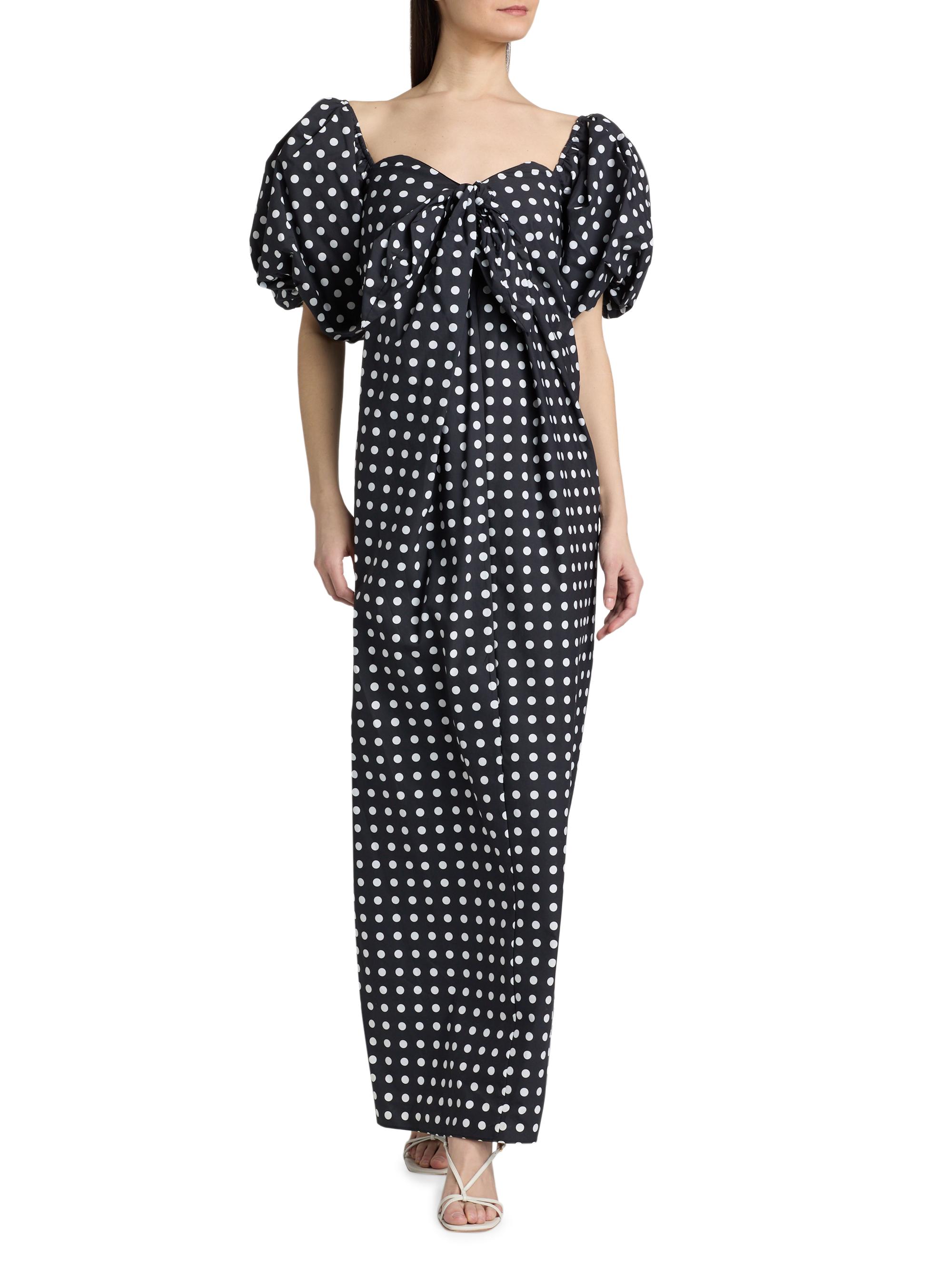 Caroline Constas Reyna Polka Dot Cotton-Blend Puff Sleeve Maxi Dress ...