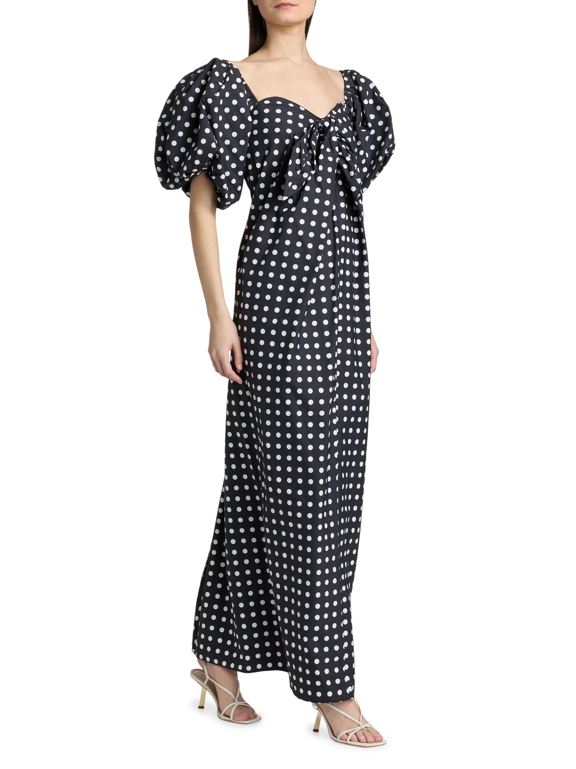 Caroline Constas Reyna Polka Dot Cotton-Blend Puff Sleeve Maxi Dress ...