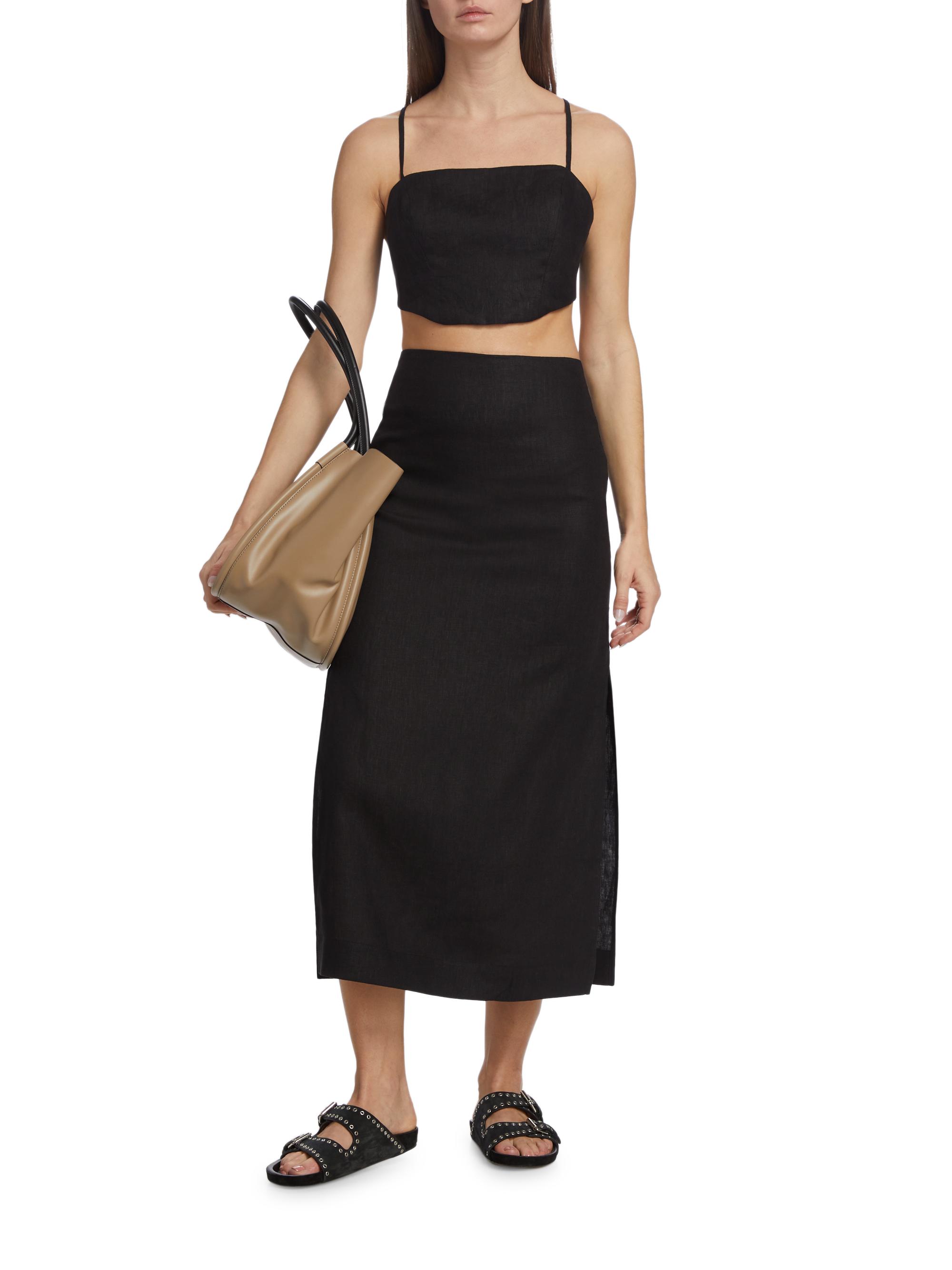 Hevron Helena Open-Back Linen Crop Top | Saks Fifth Avenue