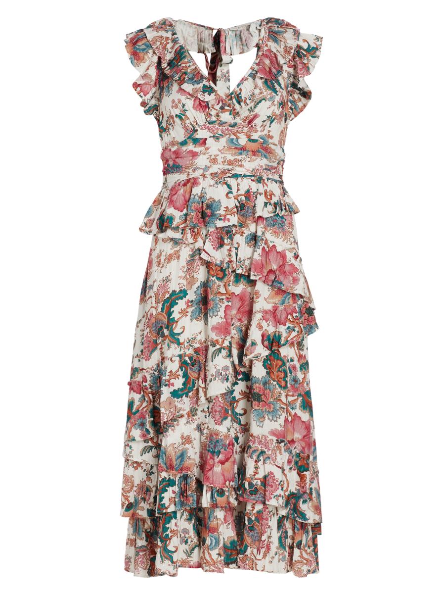 Love the Label Salome Tiered Open-Back Midi-Dress | Saks Fifth Avenue