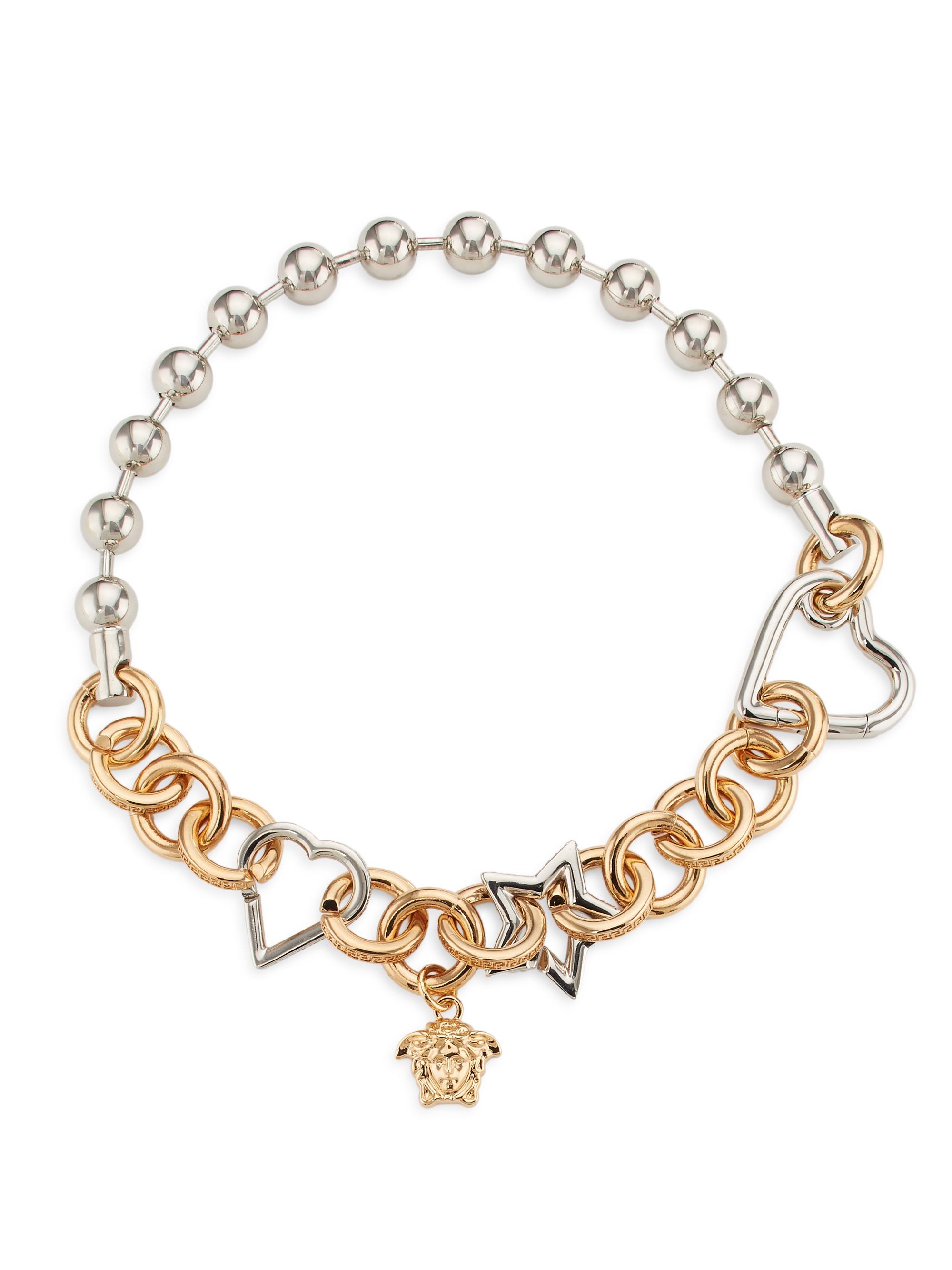 Shop Versace Two-Tone Silvertone & Goldtone Chain Necklace | Saks Fifth ...