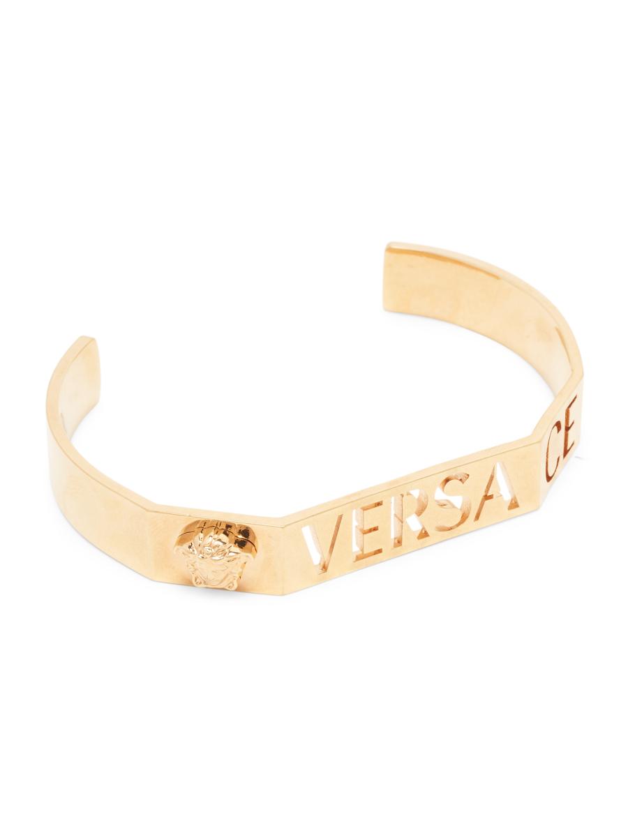 Versace Cut-Out Logo Goldtone Cuff Bracelet | Saks Fifth Avenue