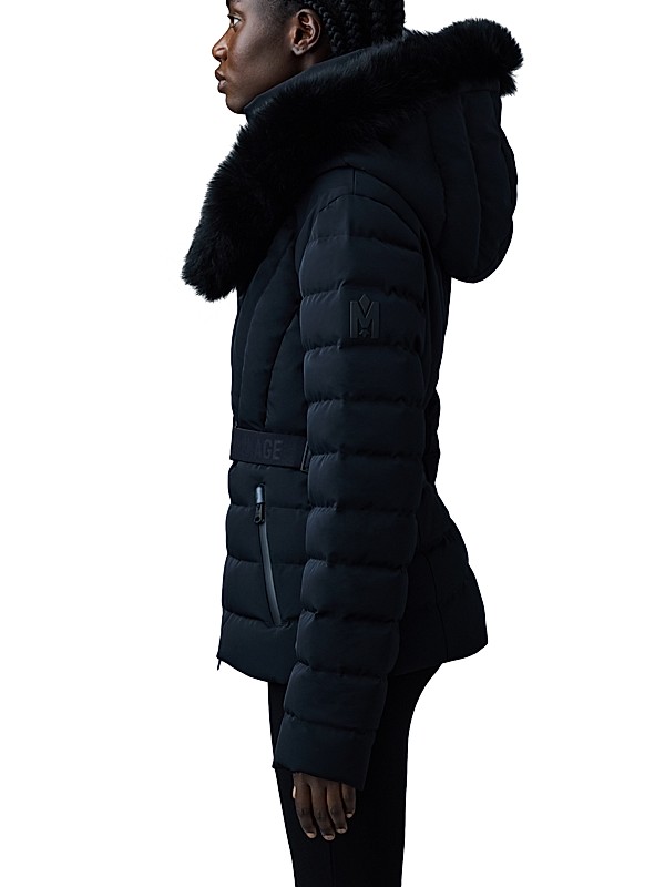 Shop Mackage Elita Belted Down Ski Jacket With Shearling Shop Mackage Elita Belted Down Ski Jacket With Shearling