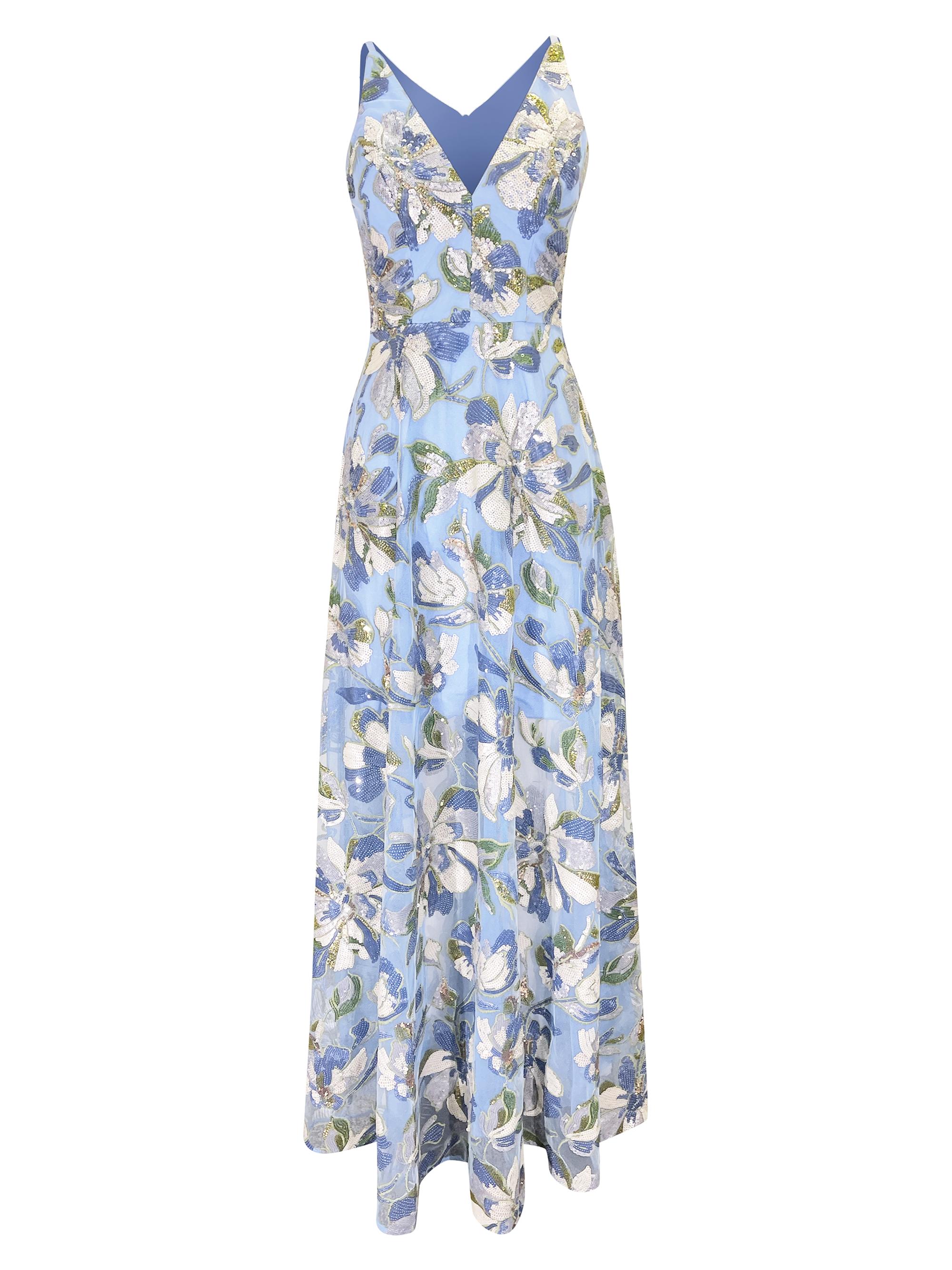 Dress The Population Ariyah Floral Sequin Flared Gown | Saks Fifth Avenue
