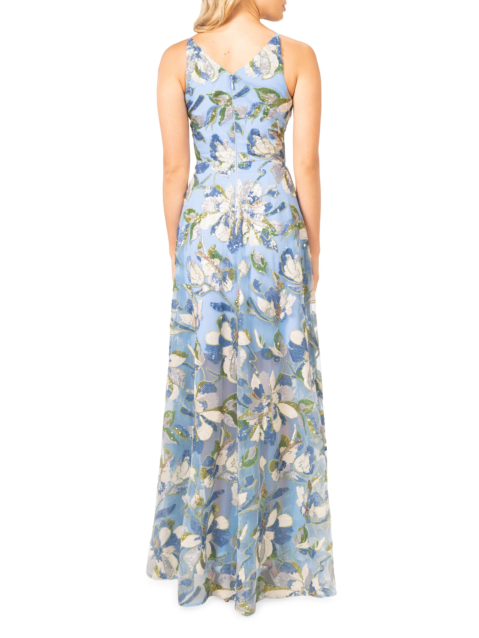 Dress The Population Ariyah Floral Sequin Flared Gown | Saks Fifth Avenue