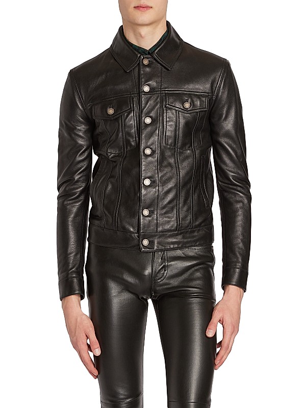 Shop Saint Laurent Lambskin Denim Jacket | Saks Fifth Avenue Shop Saint Laurent Lambskin Denim Jacket | Saks Fifth Avenue