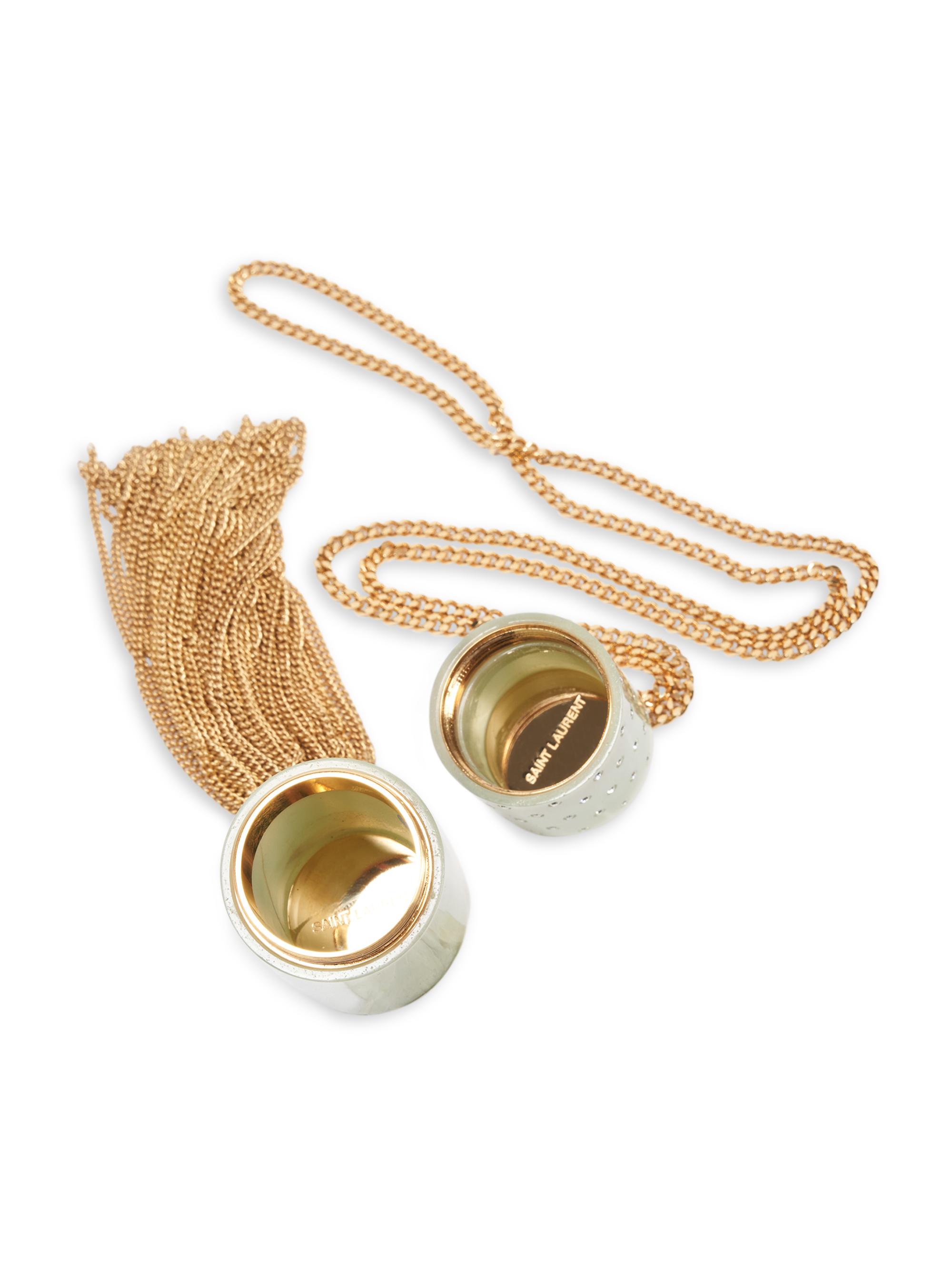 Saint Laurent Angelica Mini Tube Necklace In Plexiglass And Metal ...