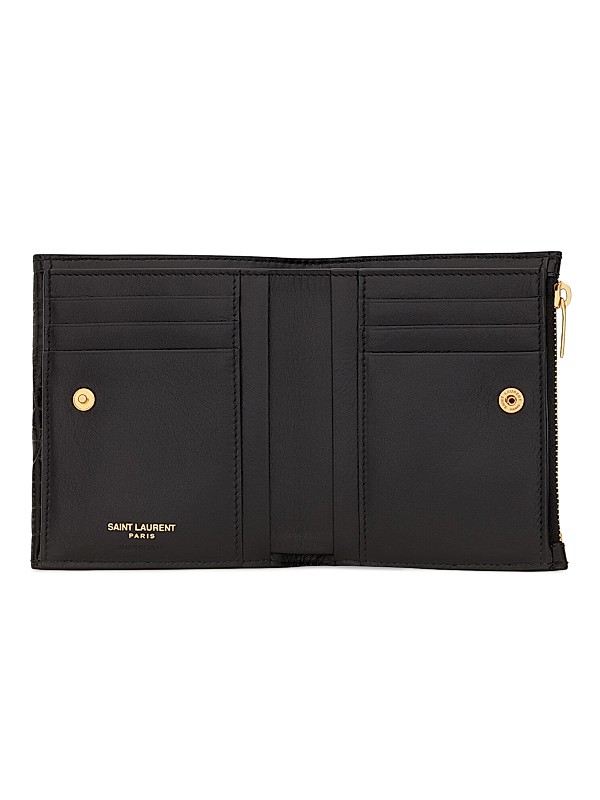Shop Saint Laurent Uptown Compact Wallet In Crocodile Shop Saint Laurent Uptown Compact Wallet In Crocodile