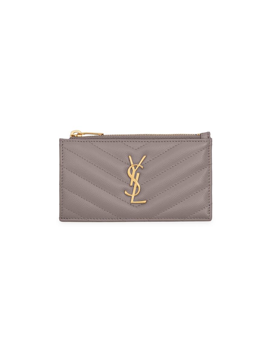 Saint Laurent Cassandre Matelassé Zipped Card Case in Leather | Saks ...