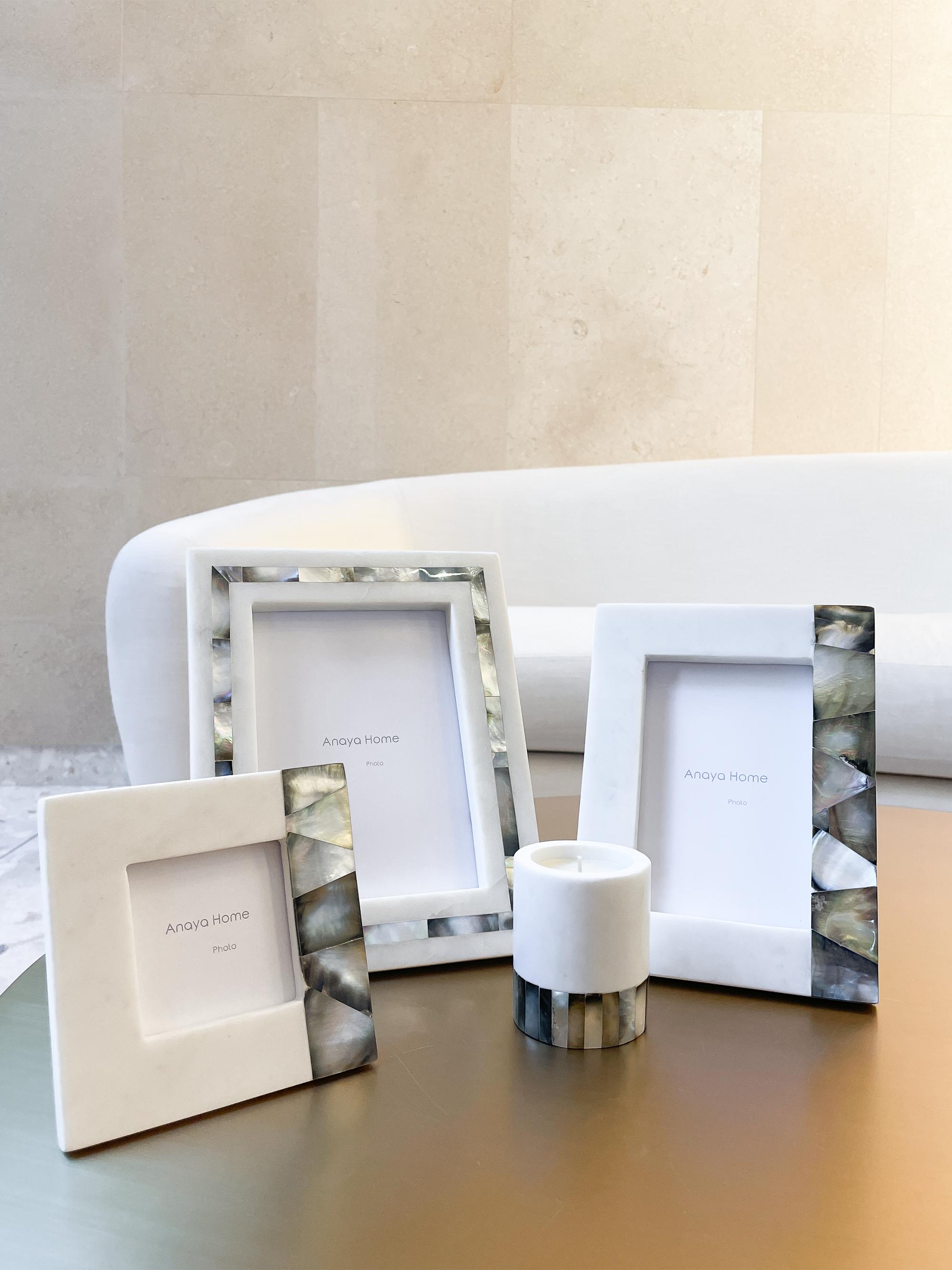 Anaya Mother-Of-Pearl Marble Lavender Candle | Saks Fifth Avenue