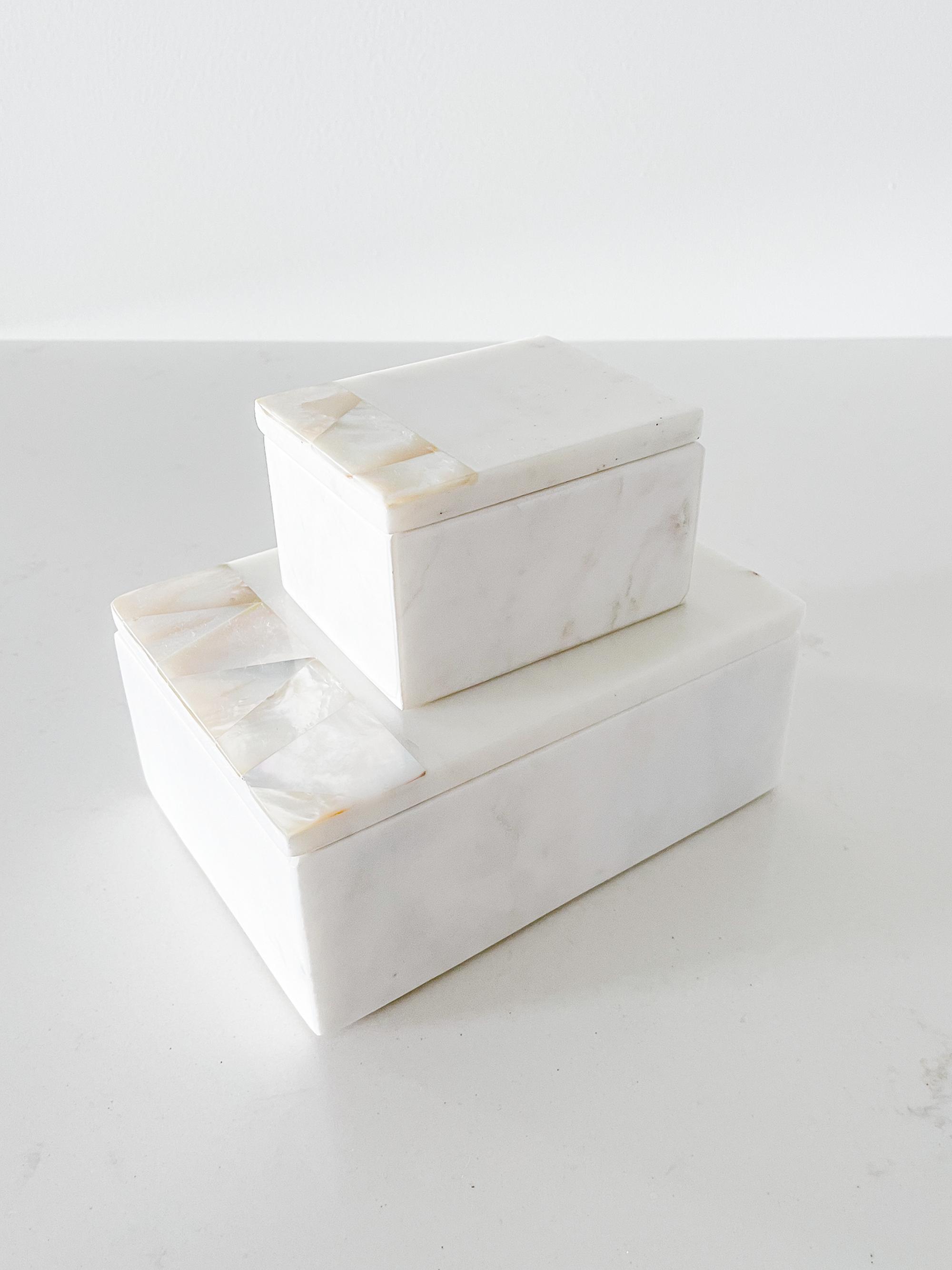 Anaya Mother-Of-Pearl Marble Decor Box | Saks Fifth Avenue