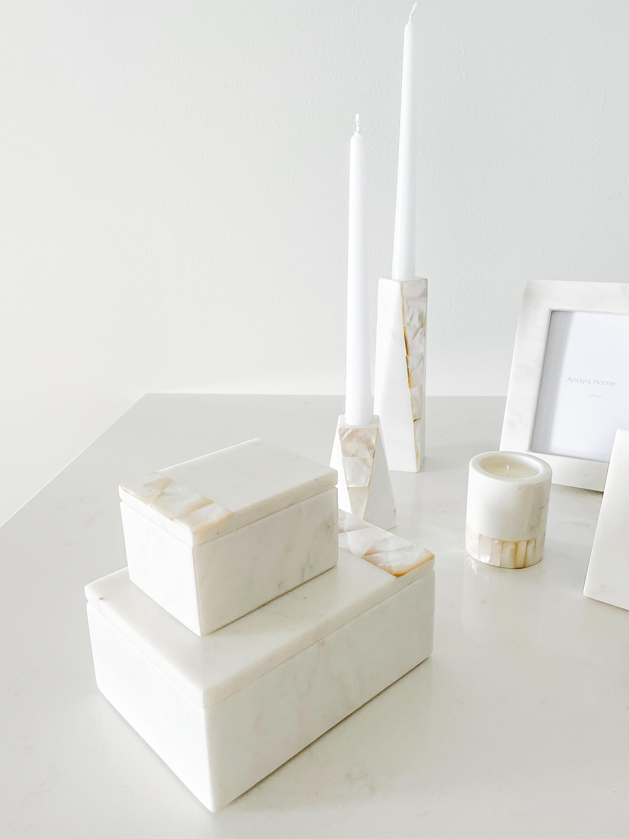 Anaya Mother-Of-Pearl Marble Decor Box | Saks Fifth Avenue