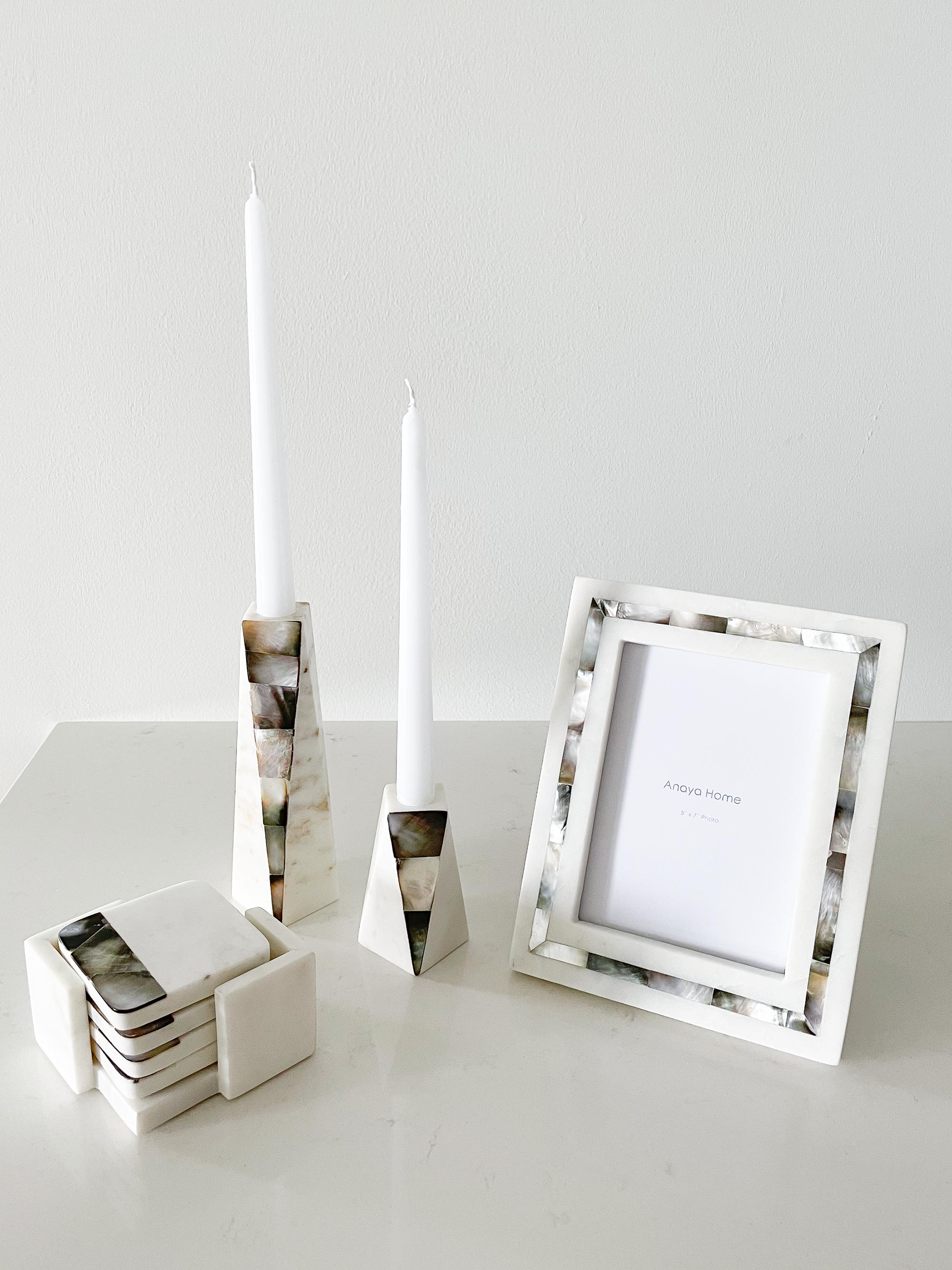 Anaya Mother Of Pearl Marble Candle Holder | Saks Fifth Avenue