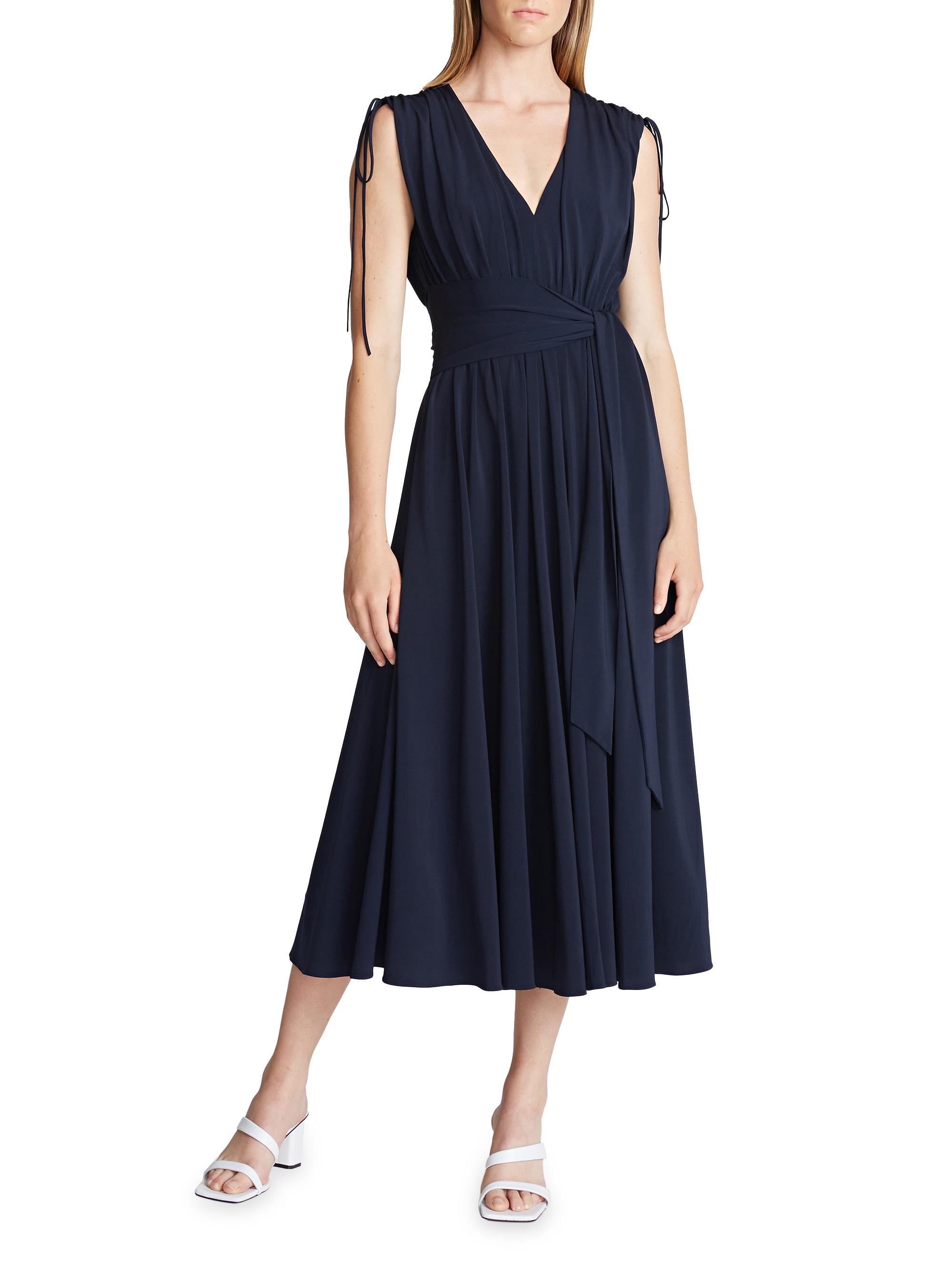 Halston Cobey Stretch-Jersey Drawstring Midi-Dress | Saks Fifth Avenue