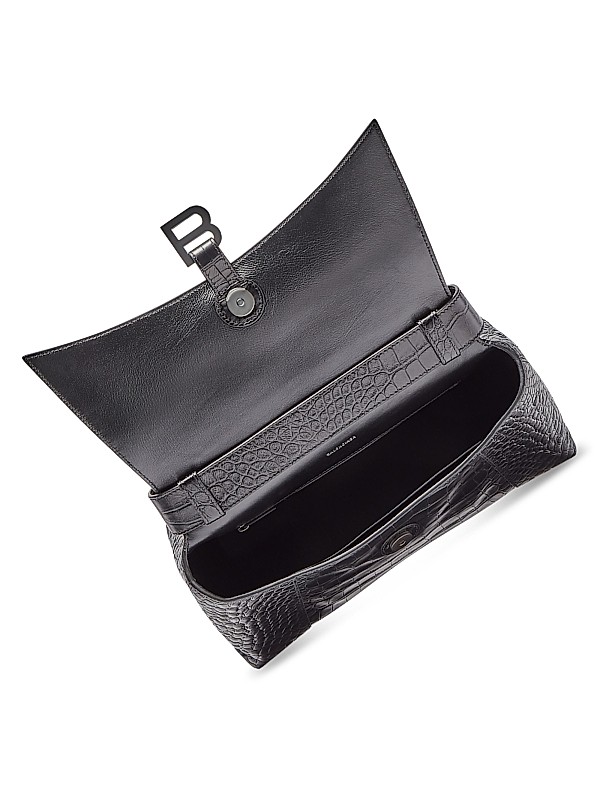 Shop Balenciaga Downtown Medium Crocodile Embossed Shoulder Shop Balenciaga Downtown Medium Crocodile Embossed Shoulder