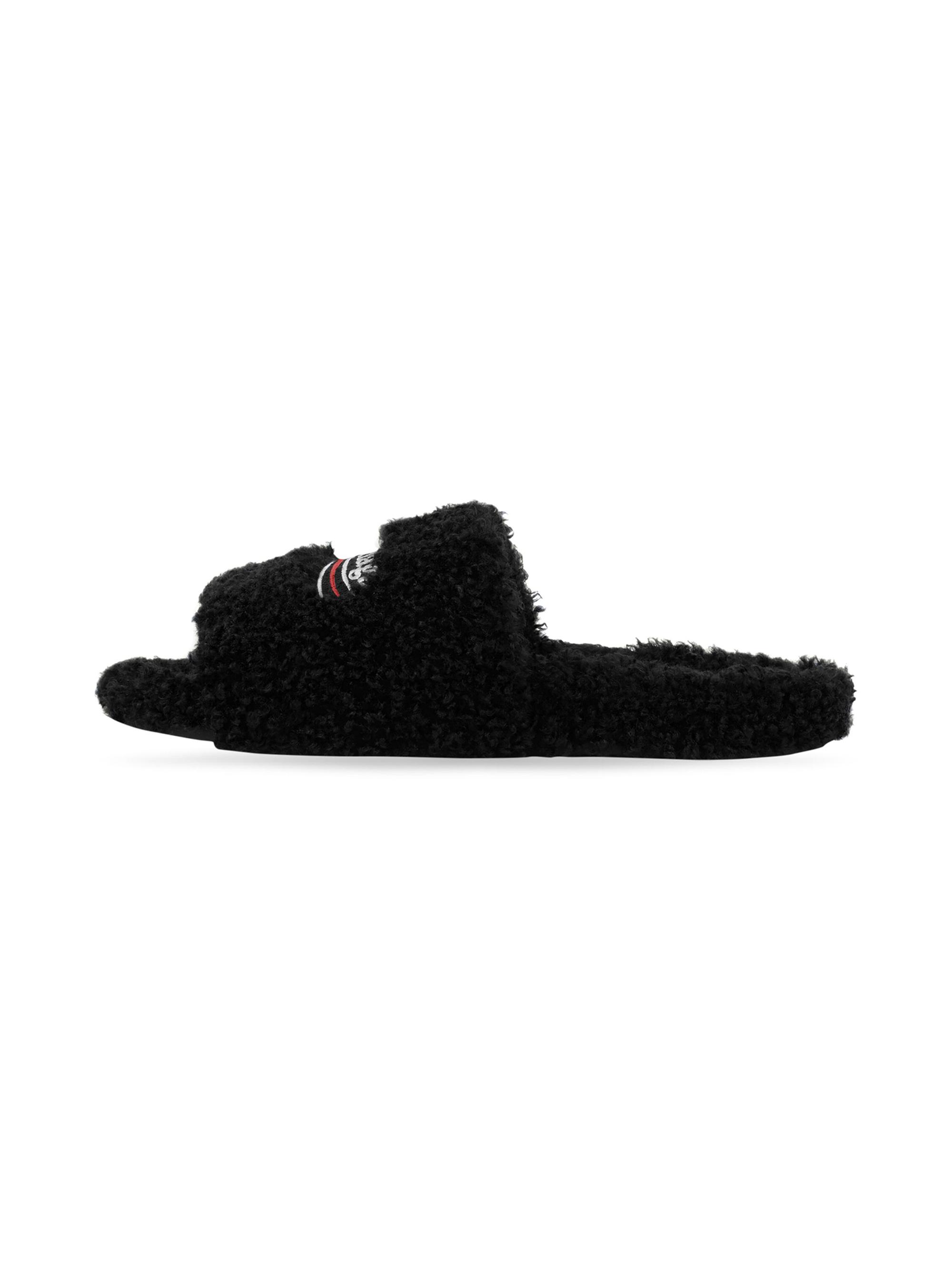 Shop Balenciaga Furry Slide Sandals | Saks Fifth Avenue