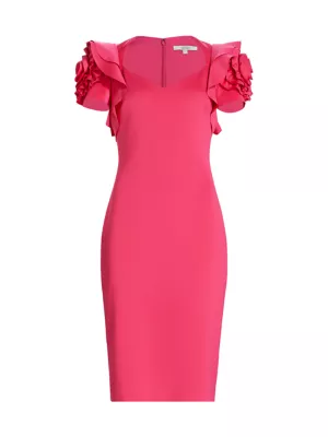 Badgley Mischka Rosette Ruffled Cocktail Dress | Saks Fifth Avenue
