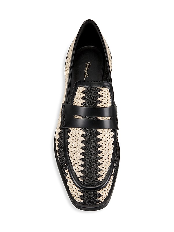 Shop 3.1 Phillip Lim Alexa Raffia & Leather Penny Loafers Shop 3.1 Phillip Lim Alexa Raffia & Leather Penny Loafers