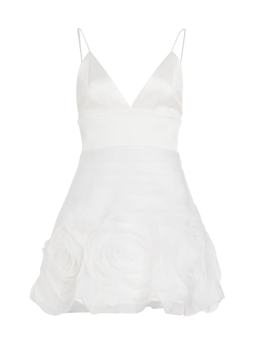 Alice + Olivia Kemberly Rosette Silk Minidress | Saks Fifth Avenue