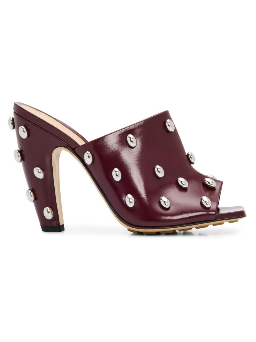 Bottega Veneta 100MM Studded Leather Architectural Heel Mules | Saks ...