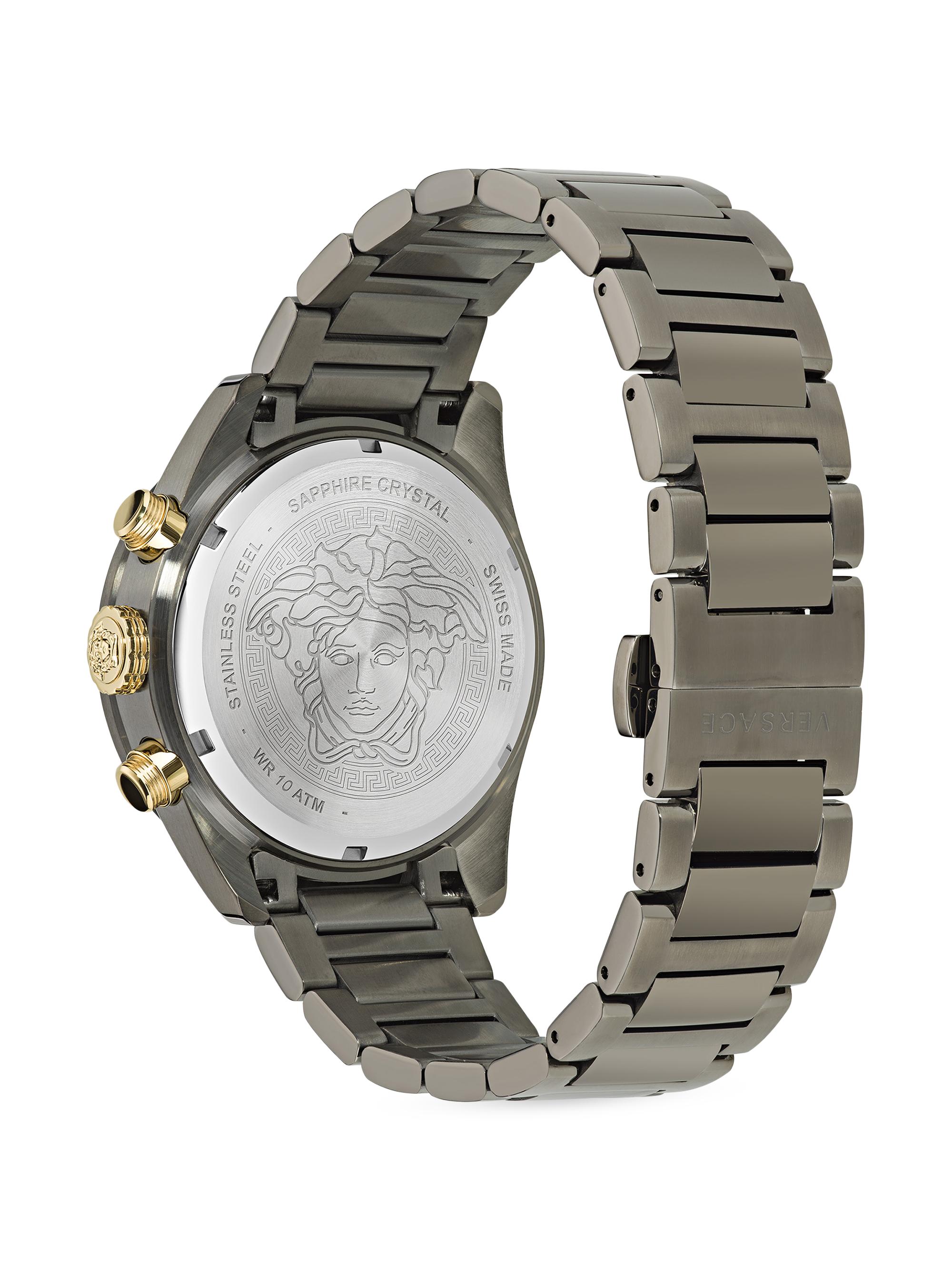 Versace Unisex Greca Dome Chrono Gunmetal Stainless Steel Watch | Saks ...