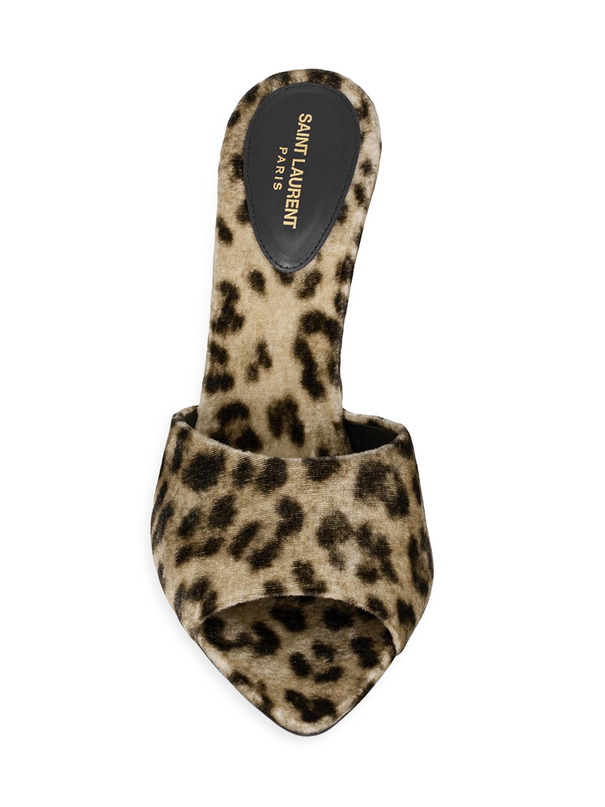 Saint Laurent Suite Heeled Mules in Leopard Velvet | Saks Fifth Avenue