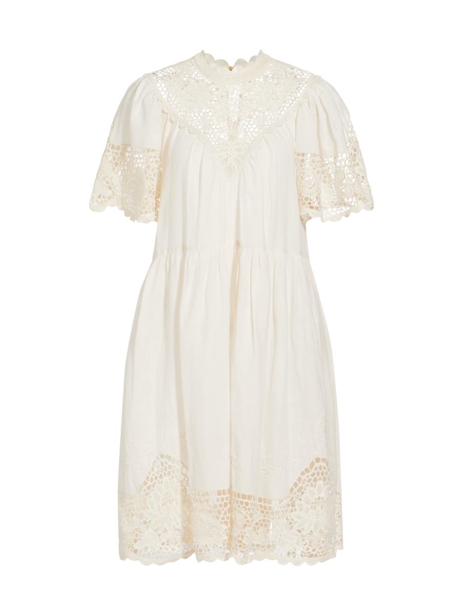 Ulla Johnson Tallulah Linen-Blend Lace Minidress | Saks Fifth Avenue