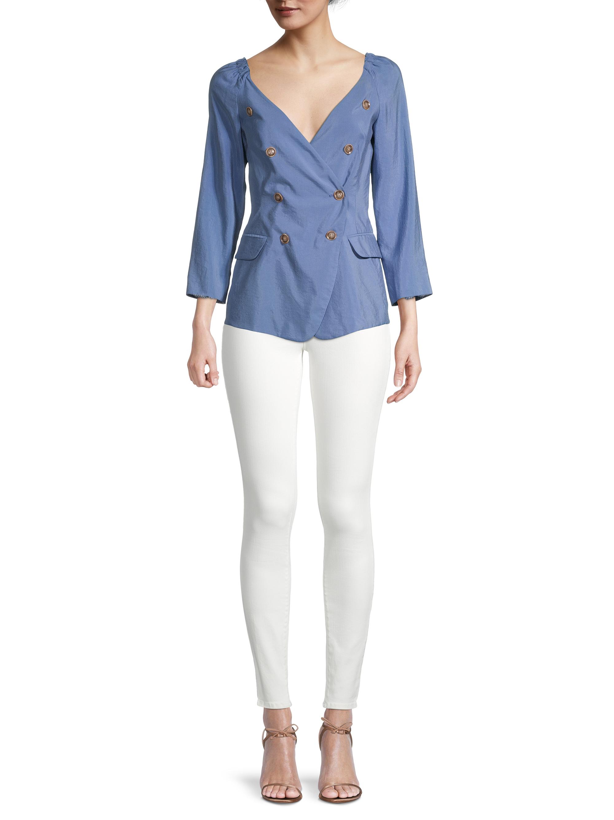 Emporio Armani Washed Tech-Silk Doble-Breasted Blazer-Top | Saks Fifth ...