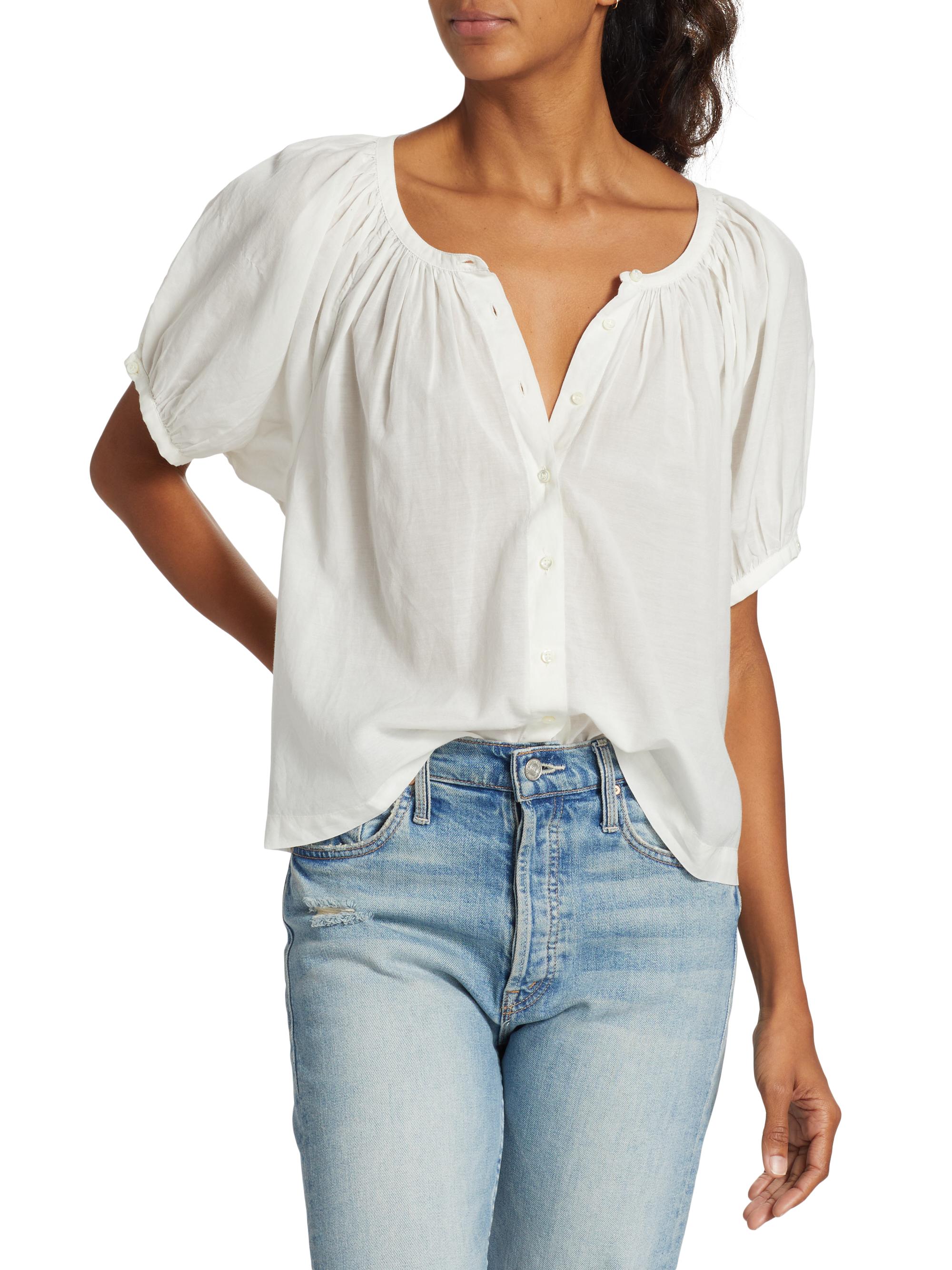 DÔEN June Puff-Sleeve Top | Saks Fifth Avenue
