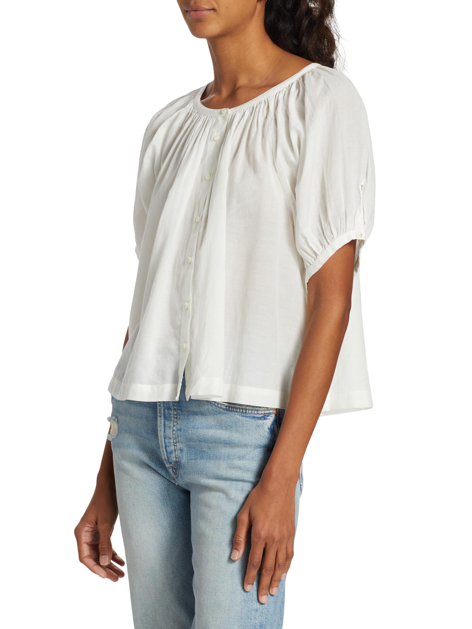 DÔEN June Puff-Sleeve Top | Saks Fifth Avenue