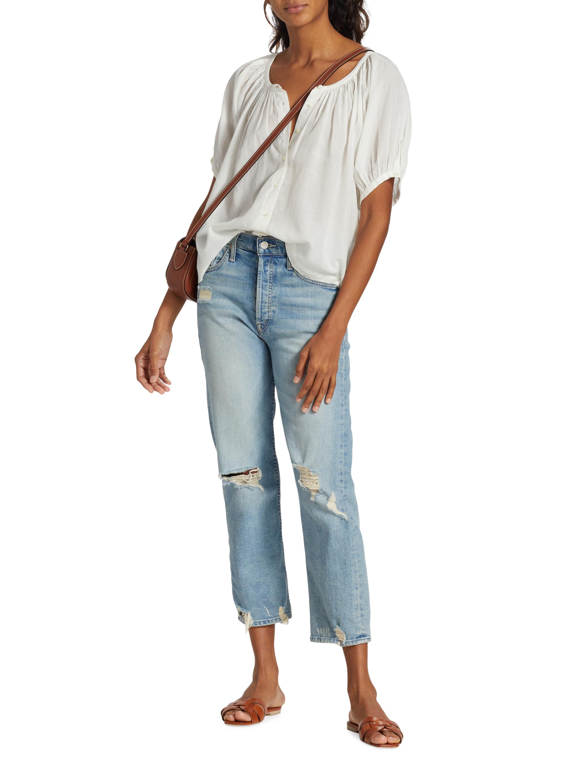 DÔEN June Puff-Sleeve Top | Saks Fifth Avenue
