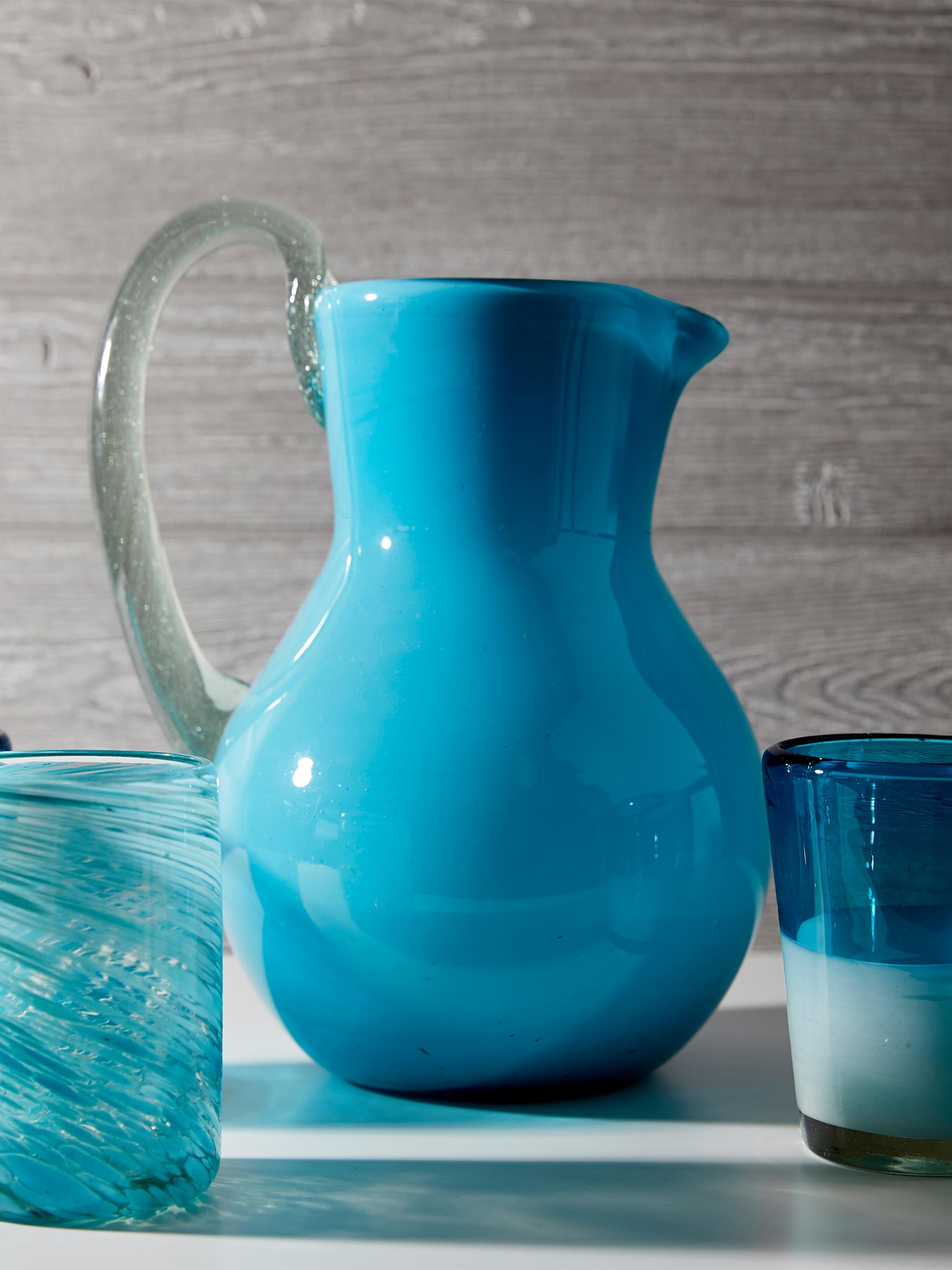 Verve Culture Handlblown Aqua Glass Pitcher | Saks Fifth Avenue
