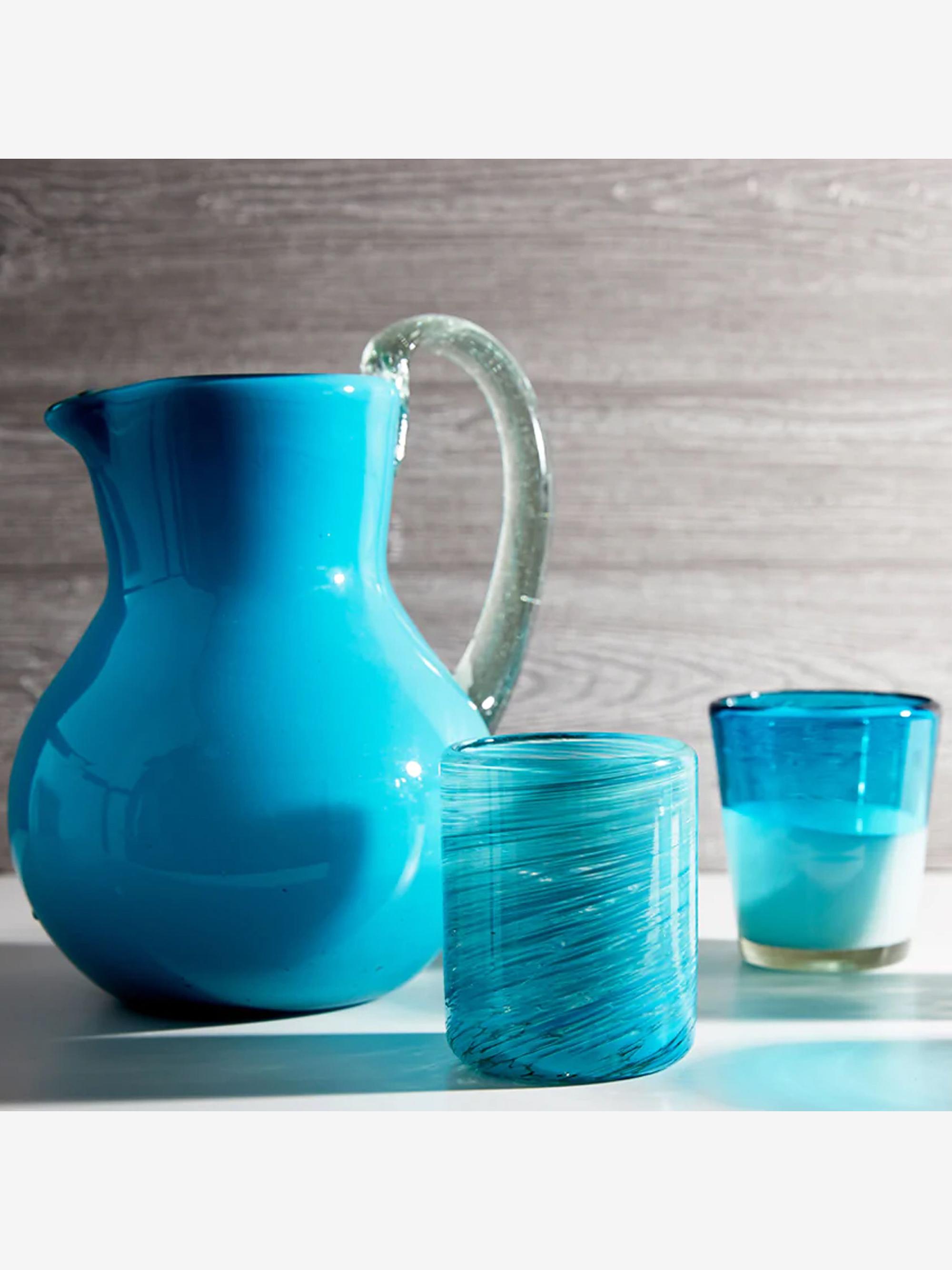 Verve Culture Handlblown Aqua Glass Pitcher | Saks Fifth Avenue