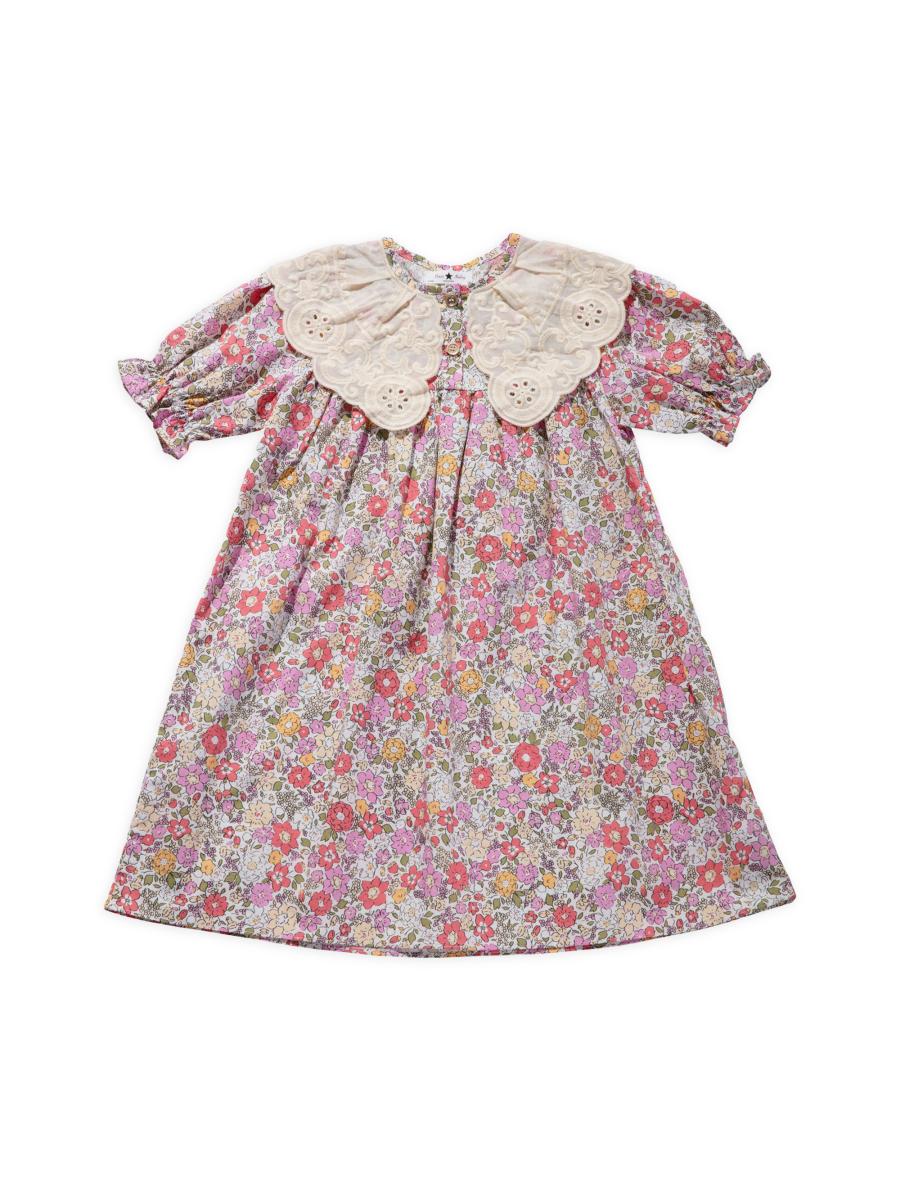 Petite Hailey Little Girl's & Girl's Eyelet-Trim Collar Floral Print ...