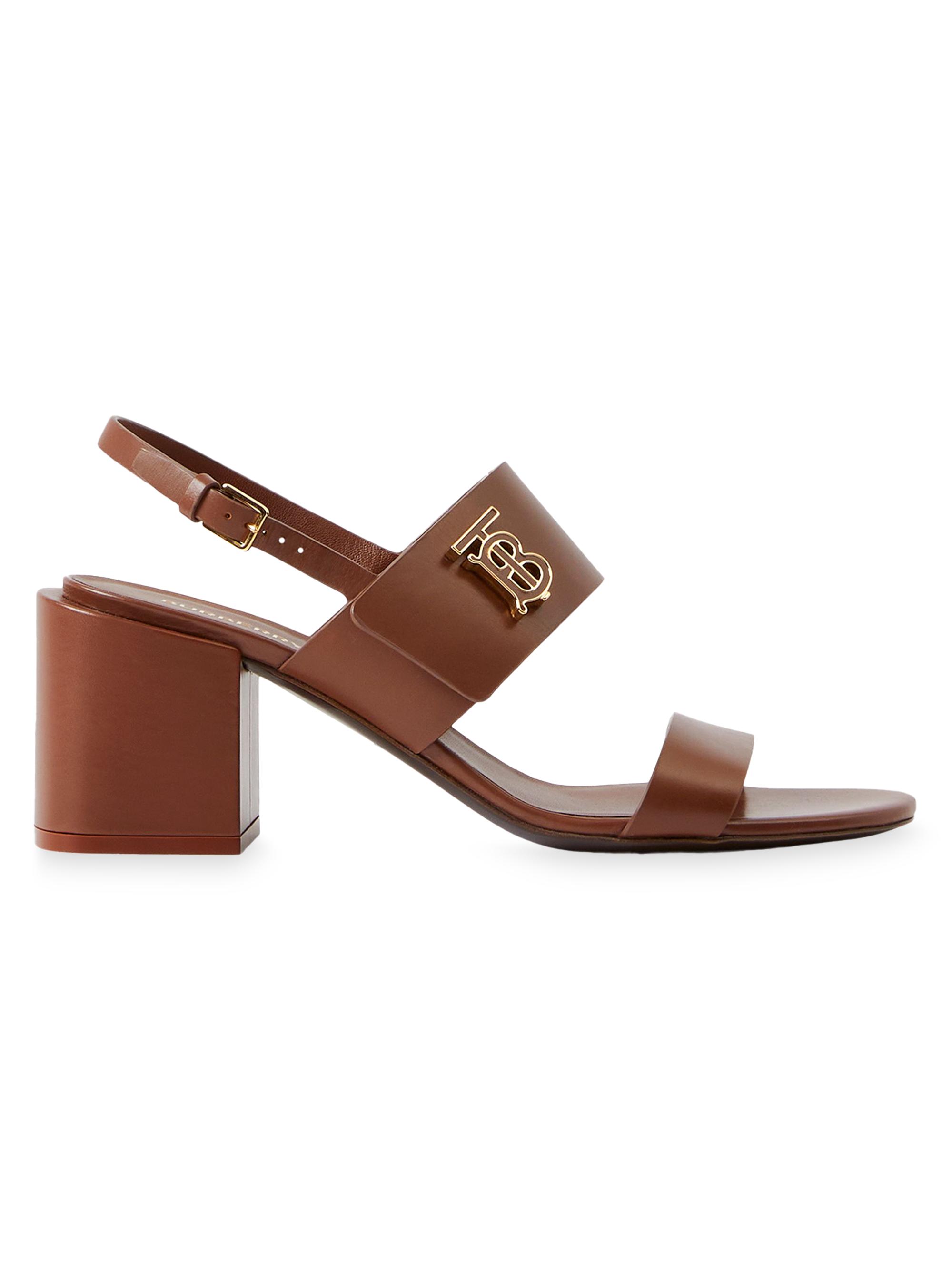 Shop Burberry Virginia 65MM Logo Leather Sandals | Saks Fifth Avenue