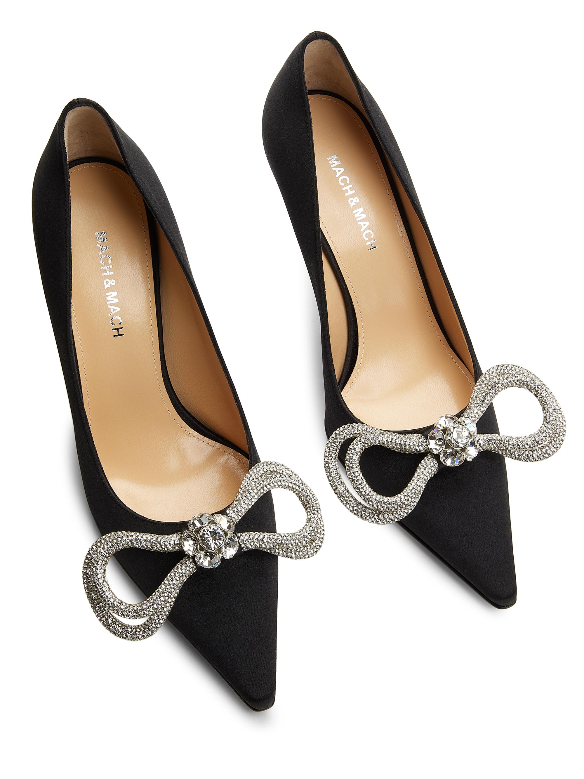 Mach & Mach Double Bow 95MM Silk & Crystal Pumps | Saks Fifth Avenue