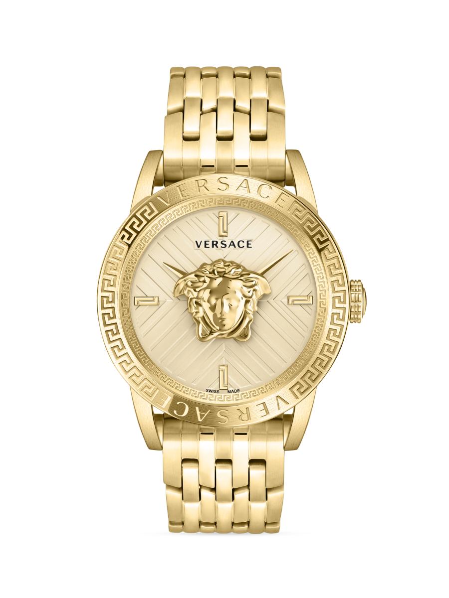 Versace V-Code Goldtone Stainless Steel Watch | Saks Fifth Avenue
