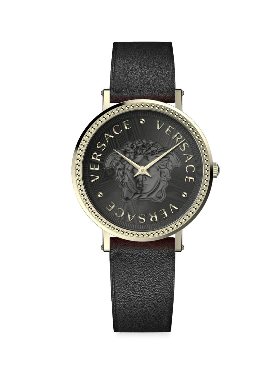 Versace V-Dollar Goldtone Stainless Steel & Leather Watch | Saks Fifth ...