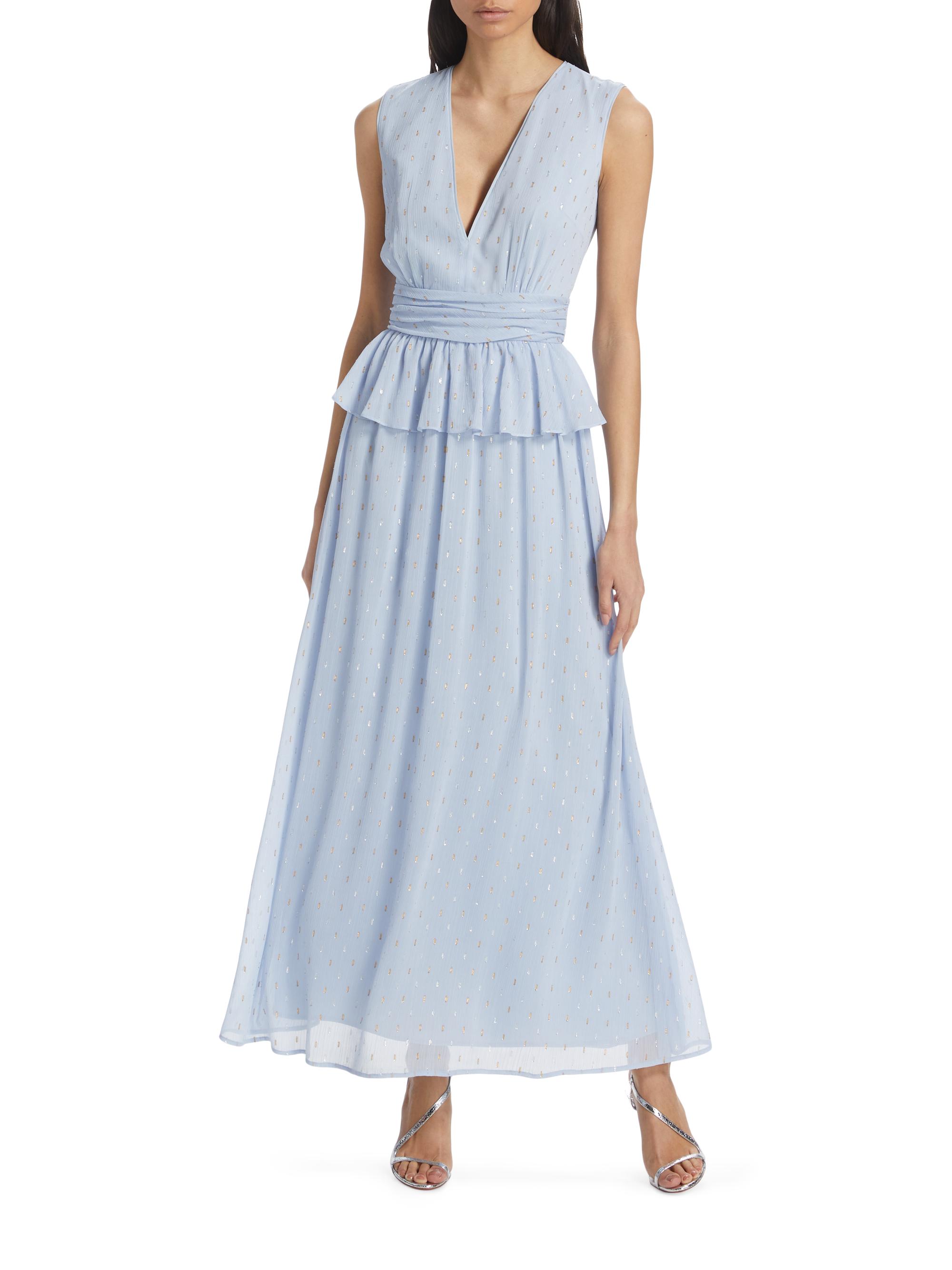 LDT V-Neck Flounce Chiffon Gown | Saks Fifth Avenue