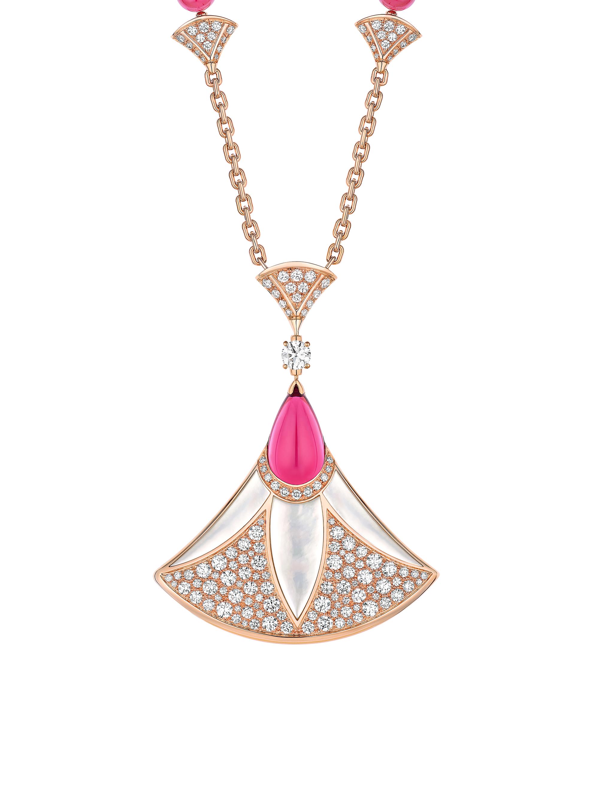 BVLGARI Divissima Diva 18K Pink Gold, Mother-Of-Pearl, Rubellite & 4.57 ...