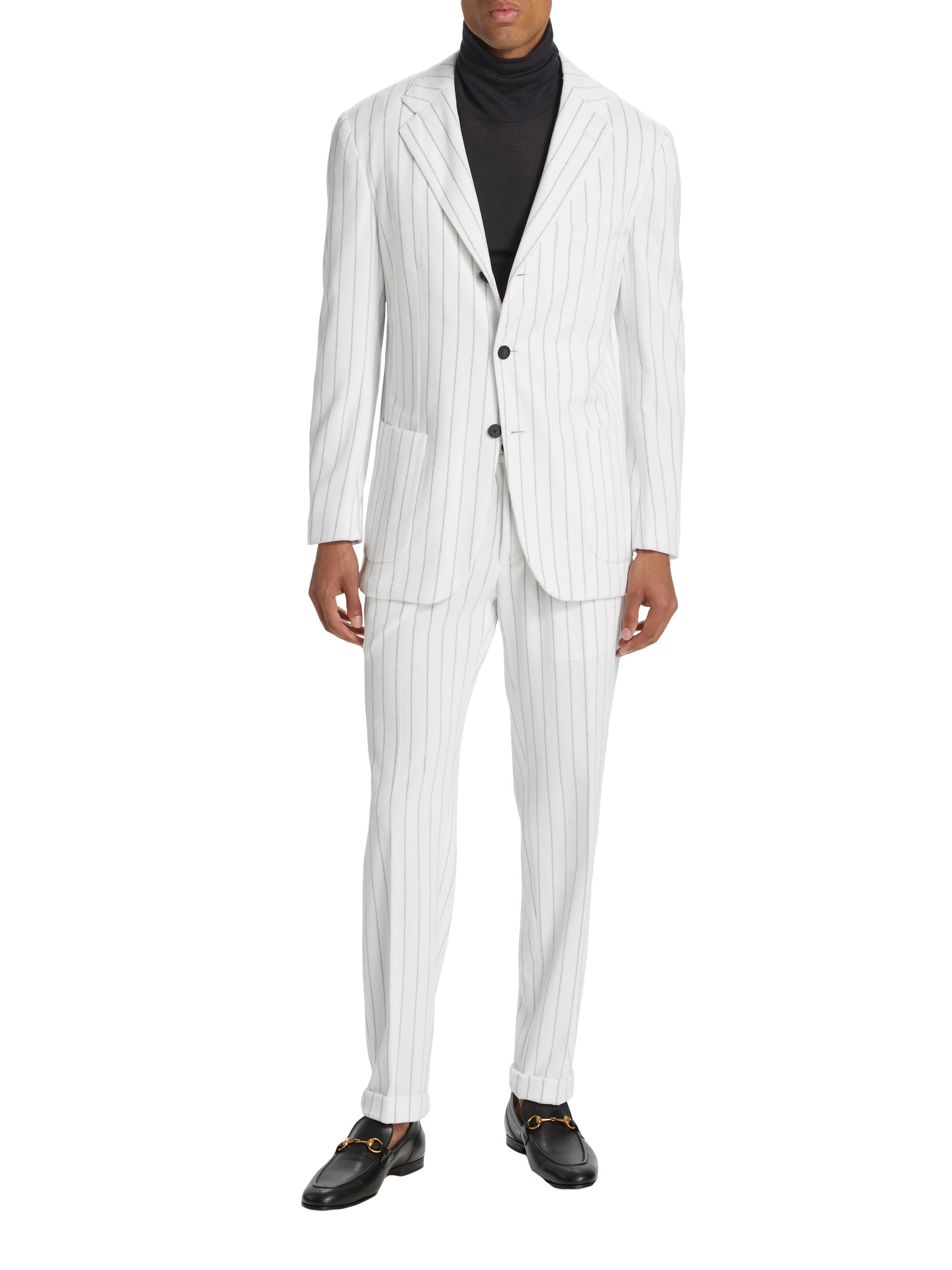 KNT by Kiton Pinstriped Cotton-Blend Three-Button Suit | Saks Fifth Avenue