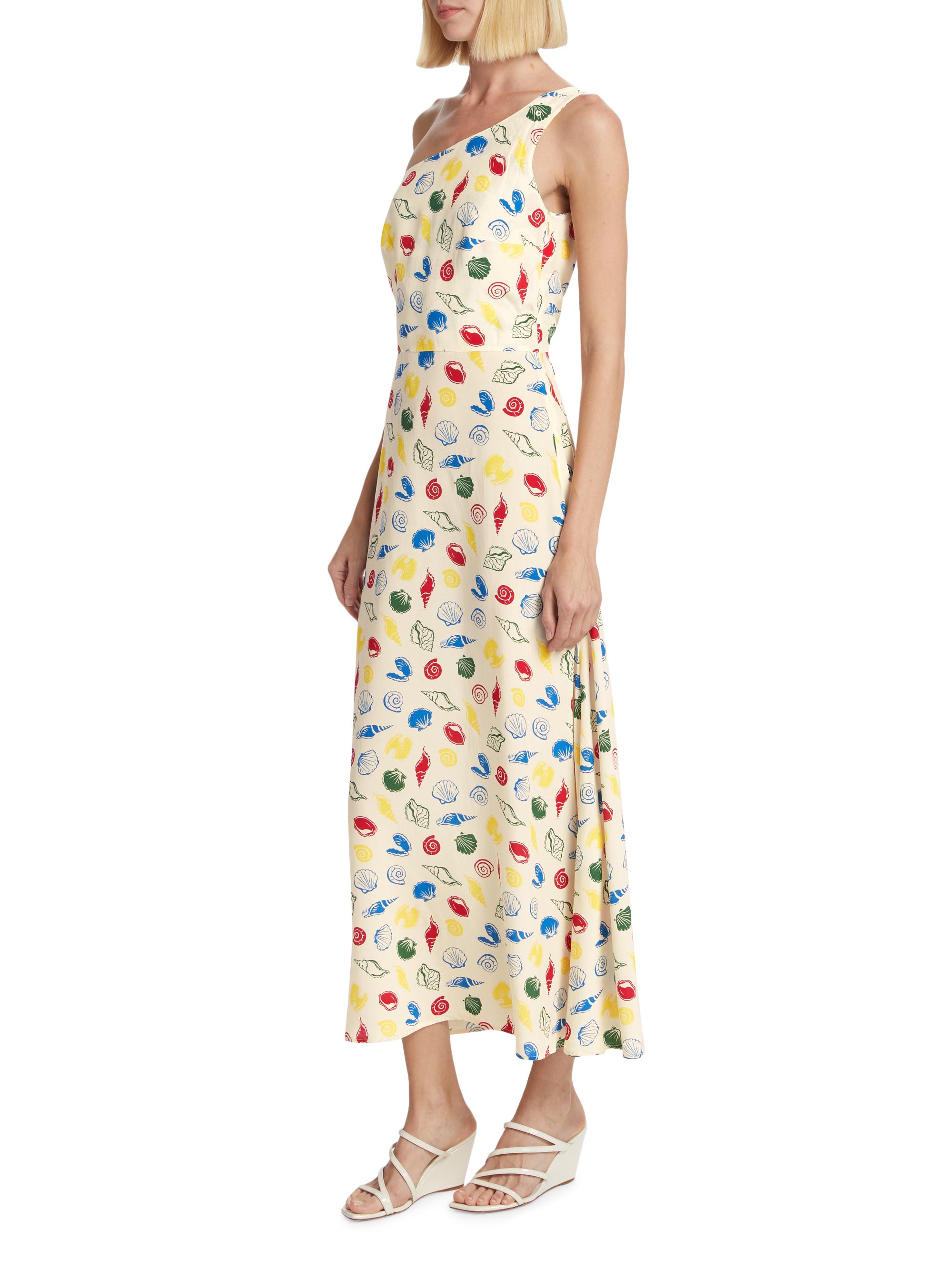 HVN Elena Shell-Print One-Shoulder Midi-Dress | Saks Fifth Avenue
