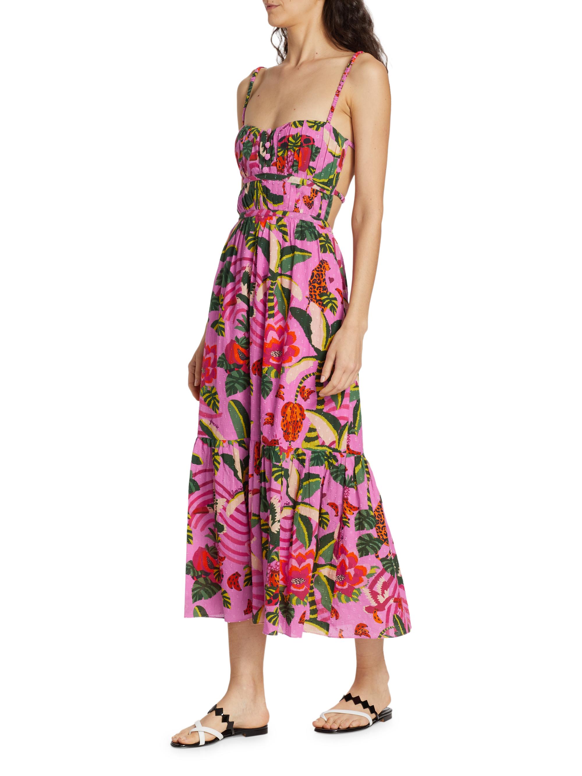 Farm Rio Leopard Forest Cotton Midi-Dress | Saks Fifth Avenue